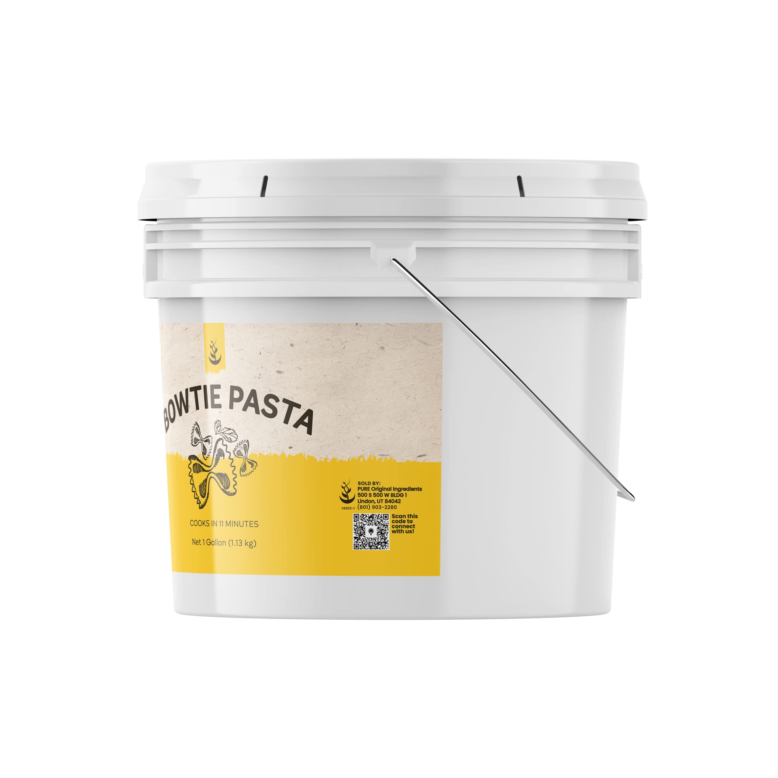 Pure Original Ingredients Bowtie Pasta (1 Gallon) Classic Farfalle White Pasta For Salads and Bakes.
