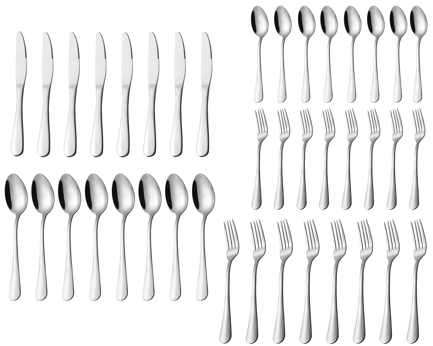 Silverware Set, 60-Piece Flatware Set, Stainless Steel Home Kitchen Hotel Restaurant Tableware Cutlery Set, Service for 12,Include Knife/Fork/Spoon,Mirror polished, Dishwasher Safe