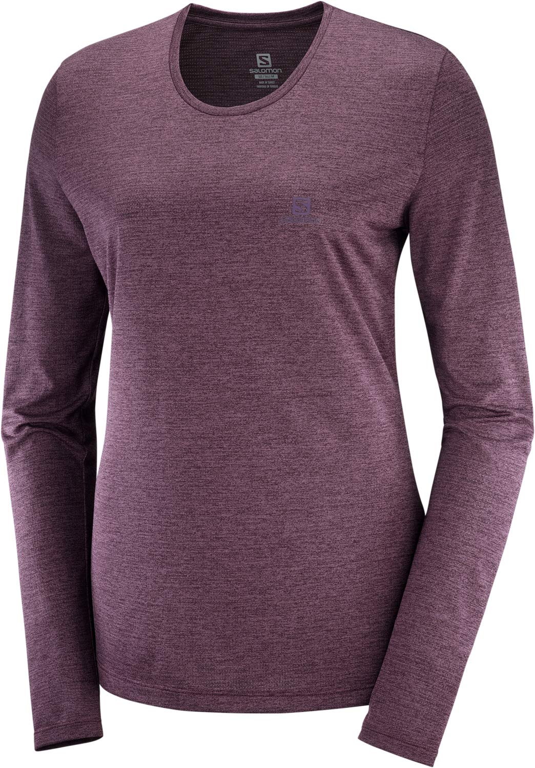 Salomon Women's Standard Agile Long Sleeve Running Tee, Mauve Wine/Winetasting/Heather, X-Large