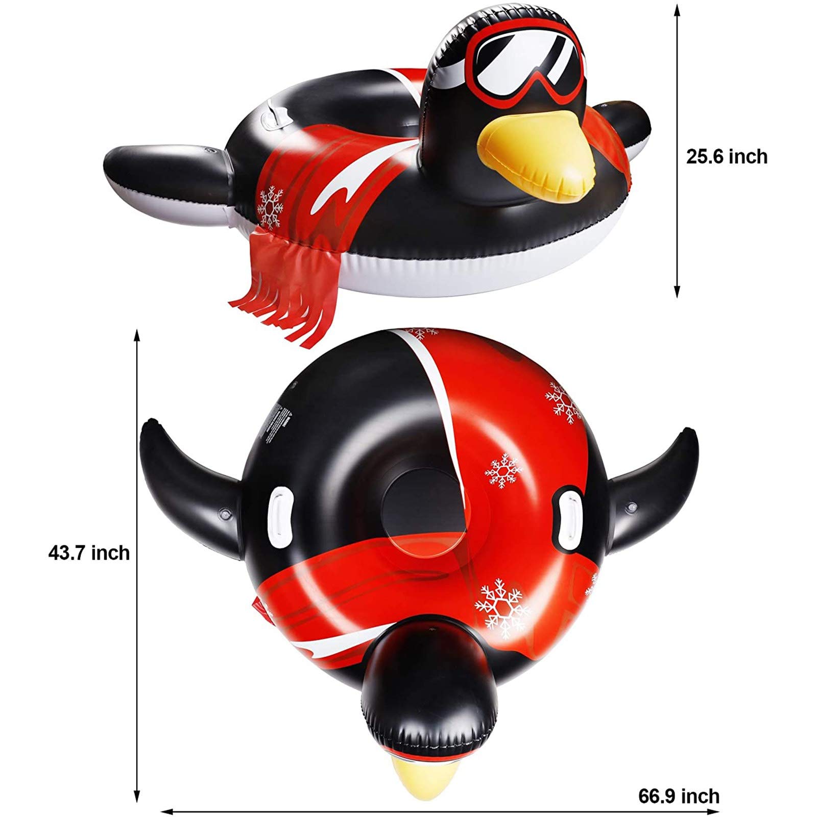 Triumpeek Snow Tubes, Inflatable Snow Sleds Heavy Duty Sledding Snowboard with Handles Winter Outdoor Fun (Penguin)