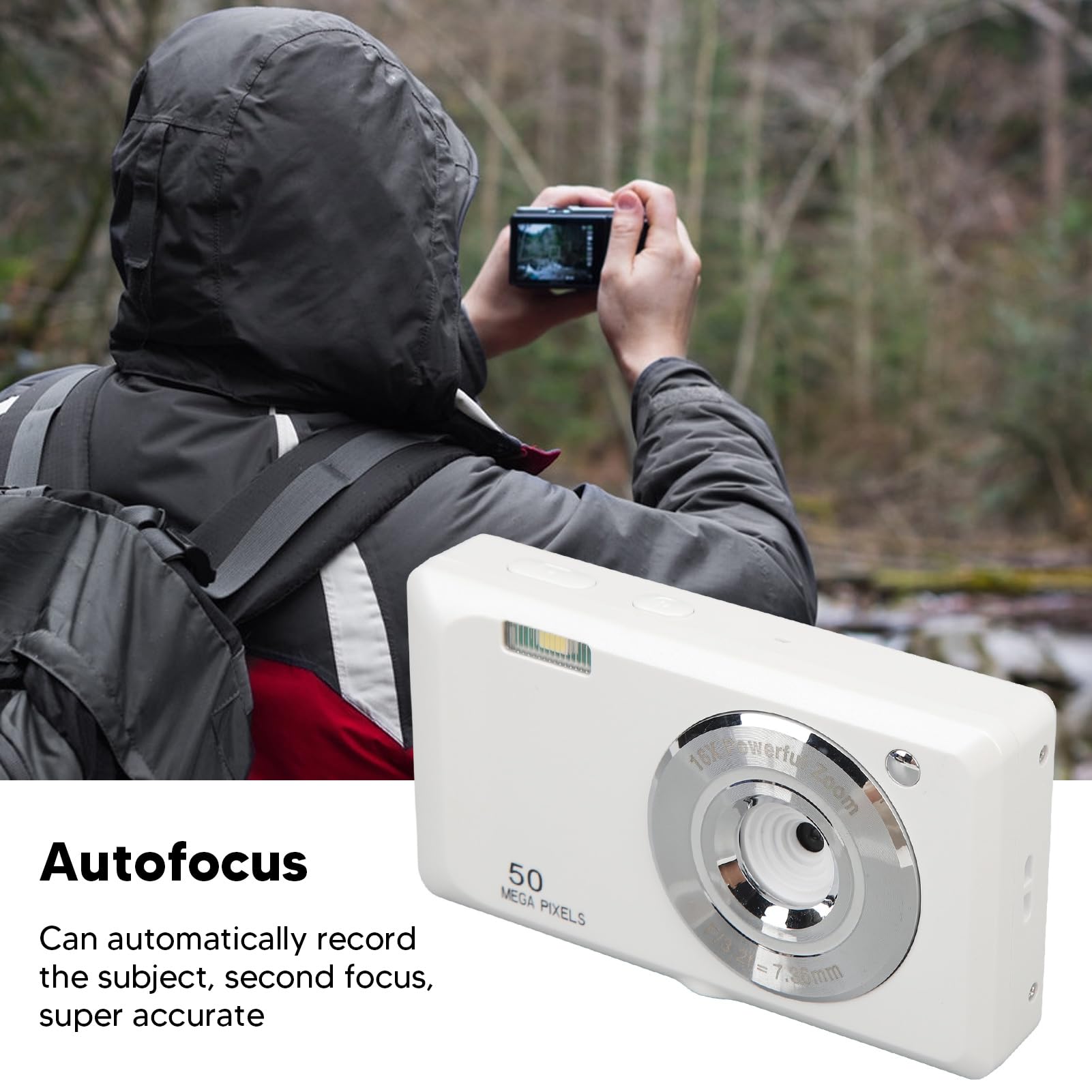 Teens Small Camera, 50MP 4K Digital Camera Face Recognition Autofocus 2.7 Inch TFT Screen 16X Zoom for Photography (Silver)