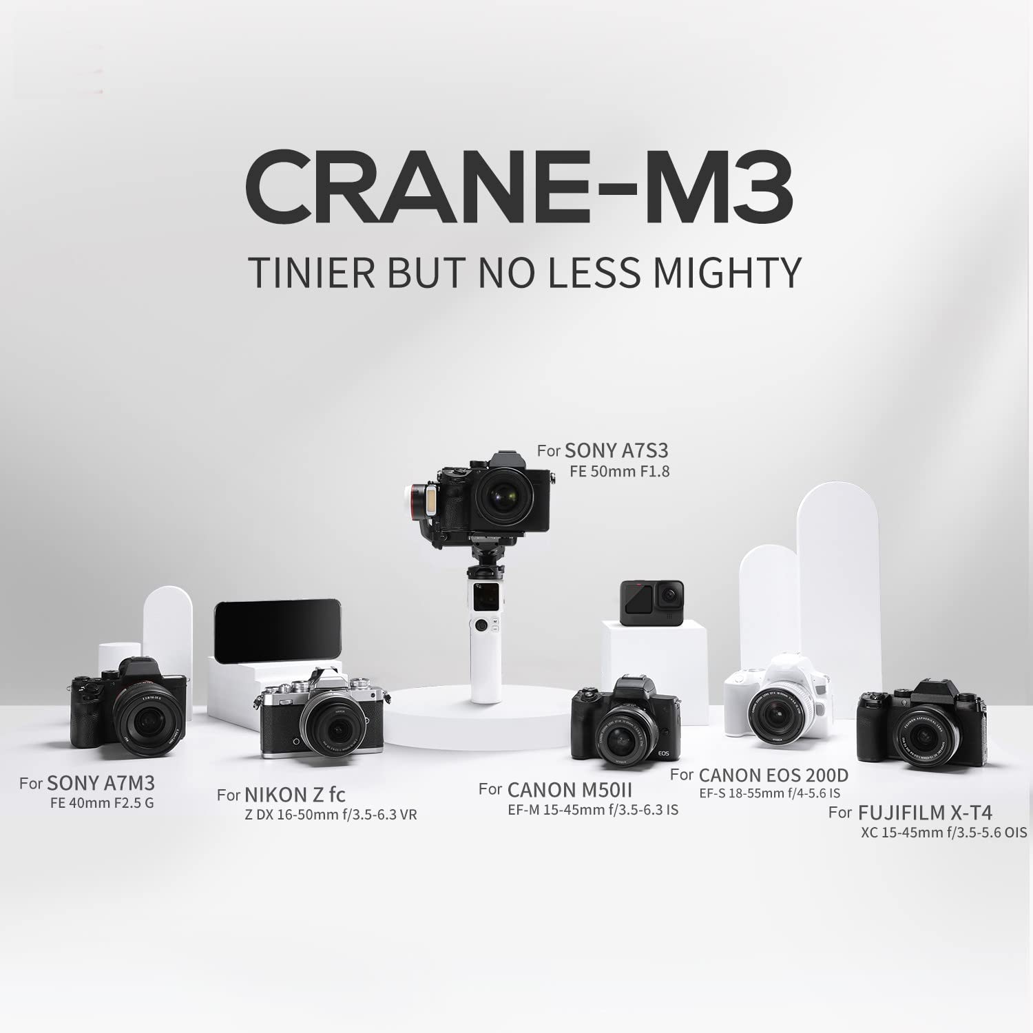 Zhiyun Crane M3 w/Go Pro Mount + Phone Holder All-in-1 3-Axis Handheld Gimbal Stabilizer for GoPro Hero 10/9/8/7/6/5 Sport/Action Mirrorless Cameras Smartphone iPhone 13 Pro Max Mini 12