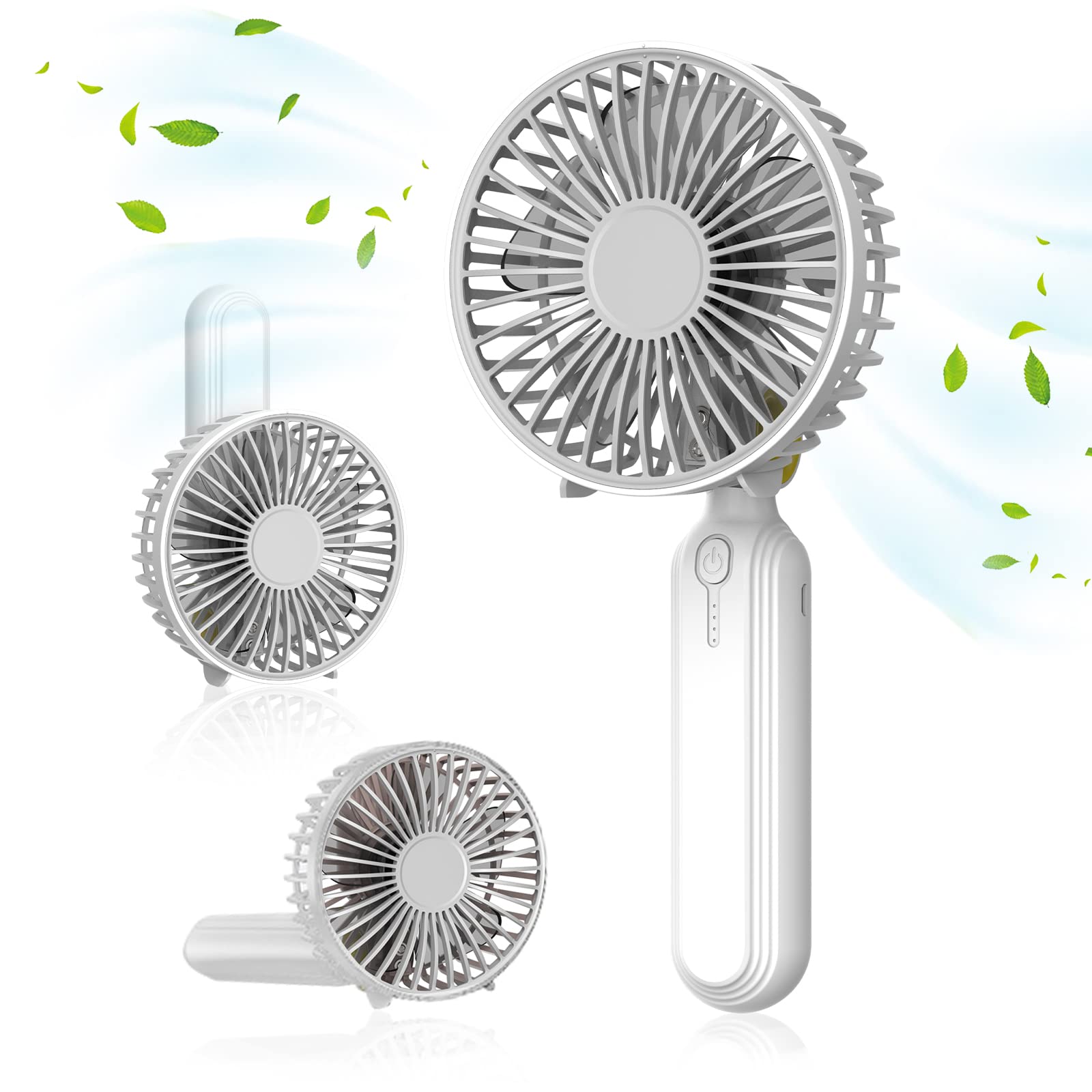 WIXAS Handheld Fan, Mini Portable Foldable Fan, Pocket Battery Rechargeable Hand Fan, for Travelling and Eyelash Fan 2000Ah(White)
