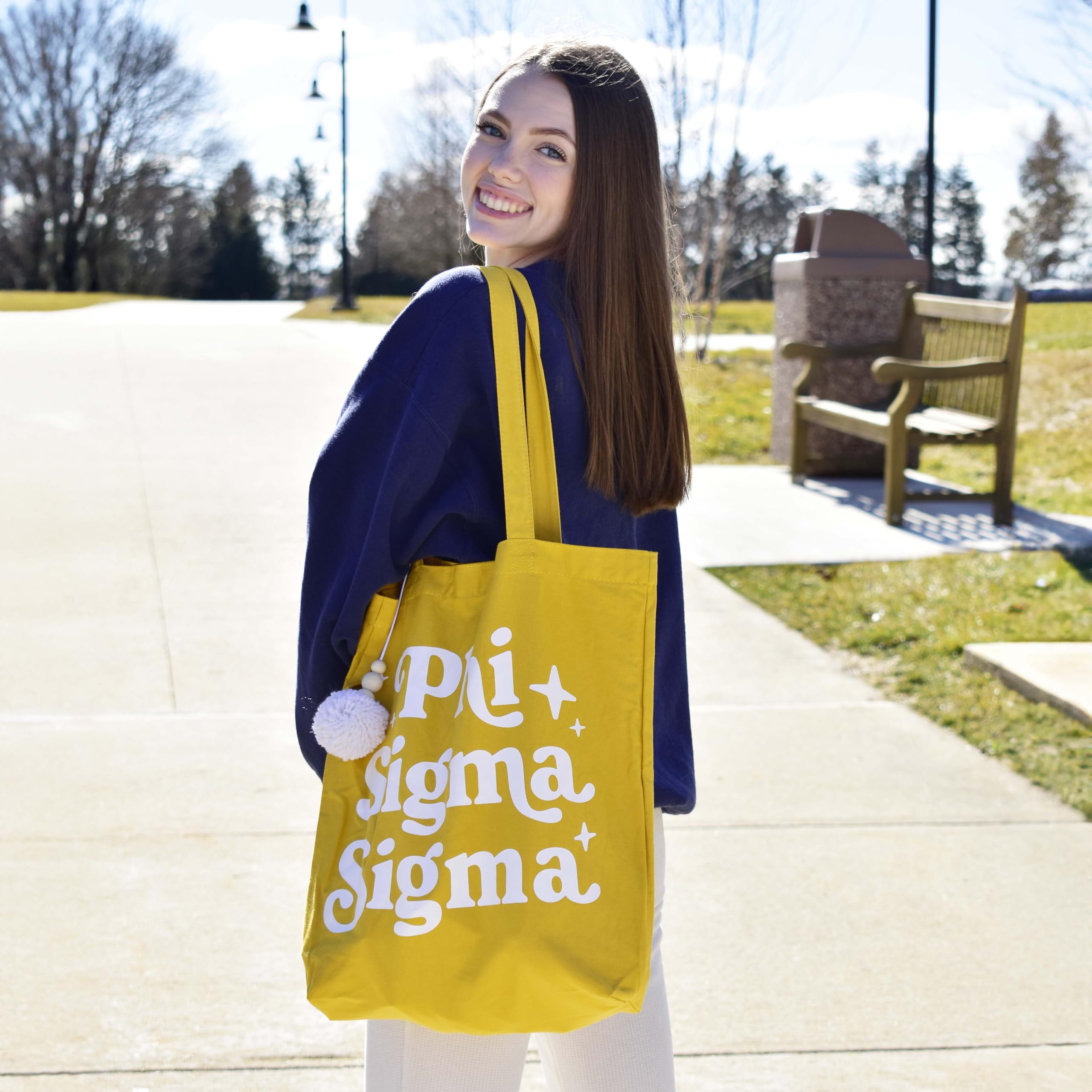 Sorority Shop Alpha Omicron Pi Retro Pom Pom Tote Bag
