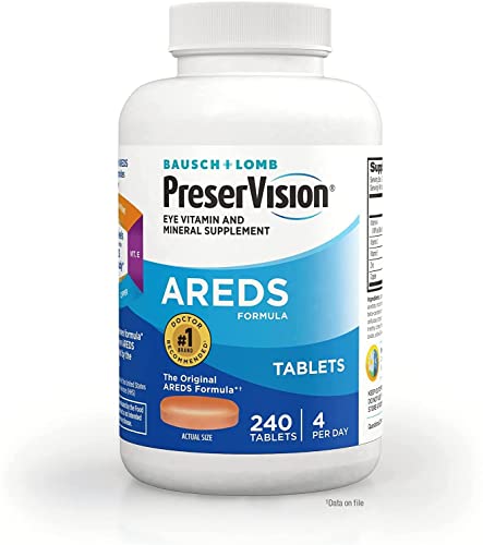 PreserVision AREDS Eye Vitamin & Mineral Supplement, Tablets, 240 Count (Pack of 1) , Packaging may vary