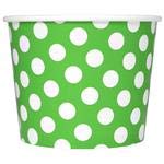 UNIQ [1,000 Count Green Polka Dot Disposable Ice Cream Bowls - 12 oz Paper Ice Cream Cups Disposable - Perfect For Hot or Cold Foods! - Ice Cream Bar Supplies Frozen Dessert Supplies