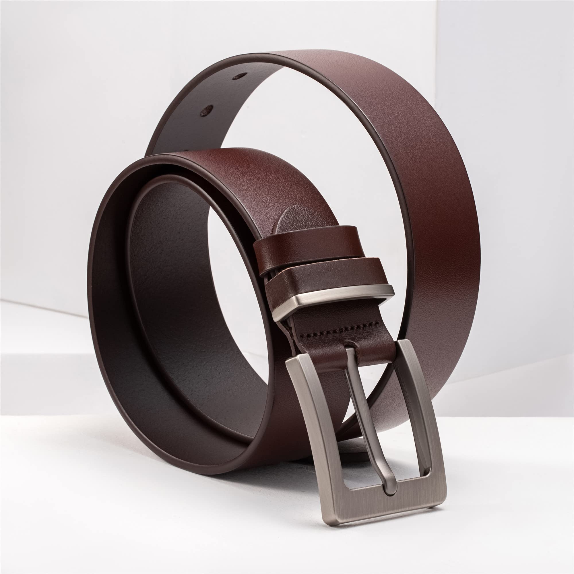 variyming Men's Belt Genuine Leather Casual Dress Belt Coffee 115