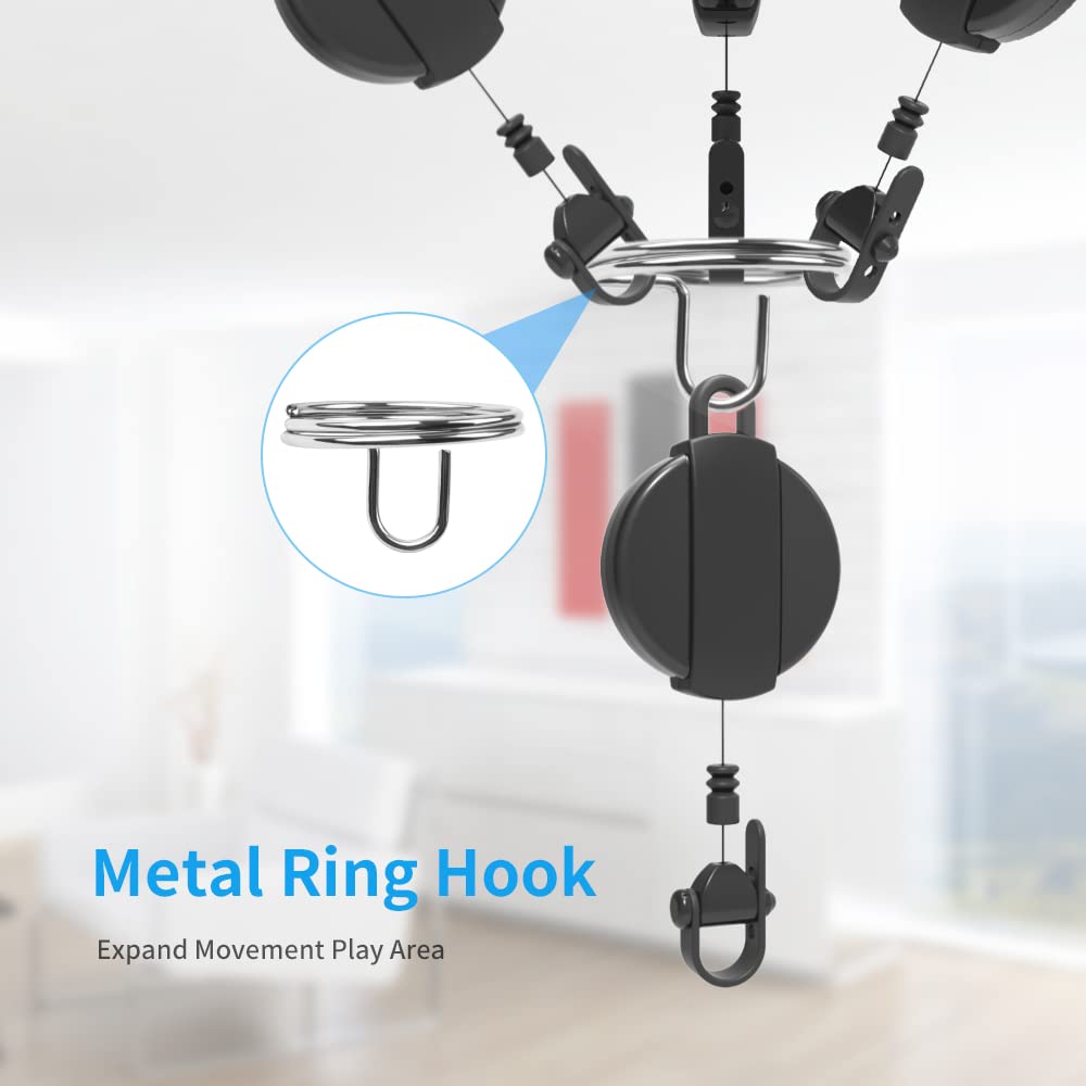 VeeR VR Cable Management Compatible for Quest 2 Link Cable Cord Suspension VR Ceiling Pulley System for Quest/Rift S/Valve Index/HTC Vive/PSVR VR Pulley VR Accessories - 6 Packs Black