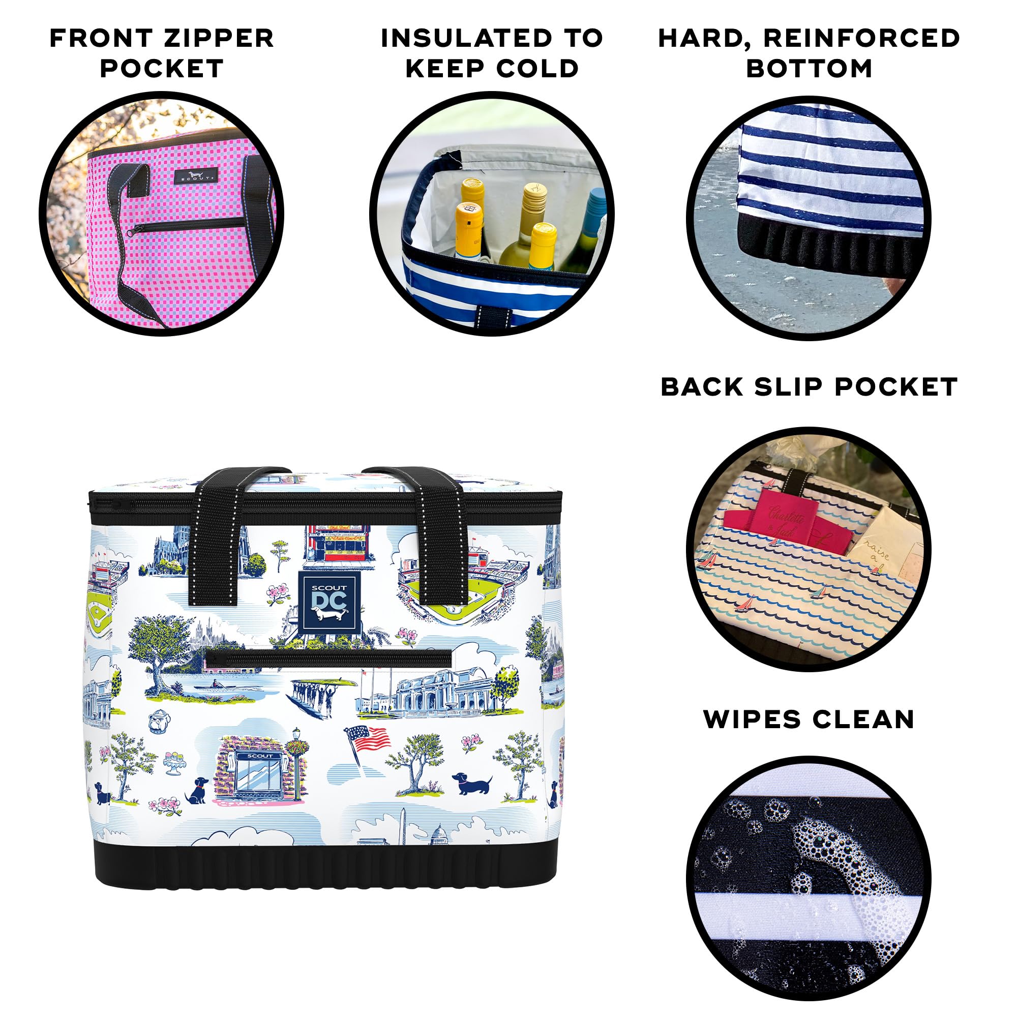 SCOUT The Stiff One - Large, Soft, Lightweight, Insulated Cooler with Hard Bottom, Beach, Family, Travel, Picnic Cooler