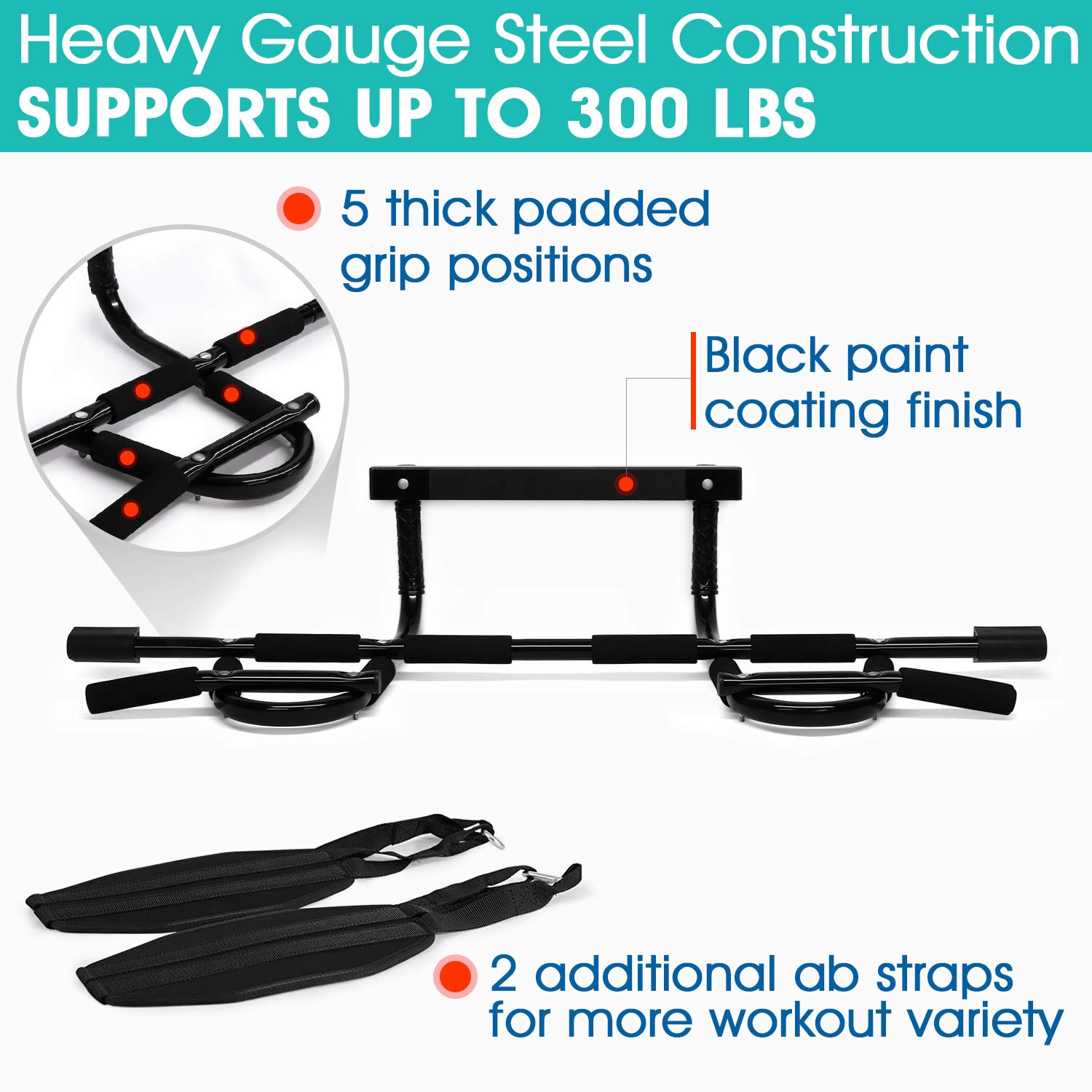 Yes4All Hanging Ab Straps for Pull Up Bar and Abdominal Training/Pull Up Straps for Abs Workout Workout/Ab straps/Ab Sling Straps - Sturdy, Safe Carabiner, Padded, All Bar Compatible