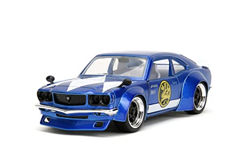 Power Ranges 1:24 1974 Mazda RX-3 Die-Cast Car & 2.75" Blue Ranger Figure, Toys for Kids and Adults