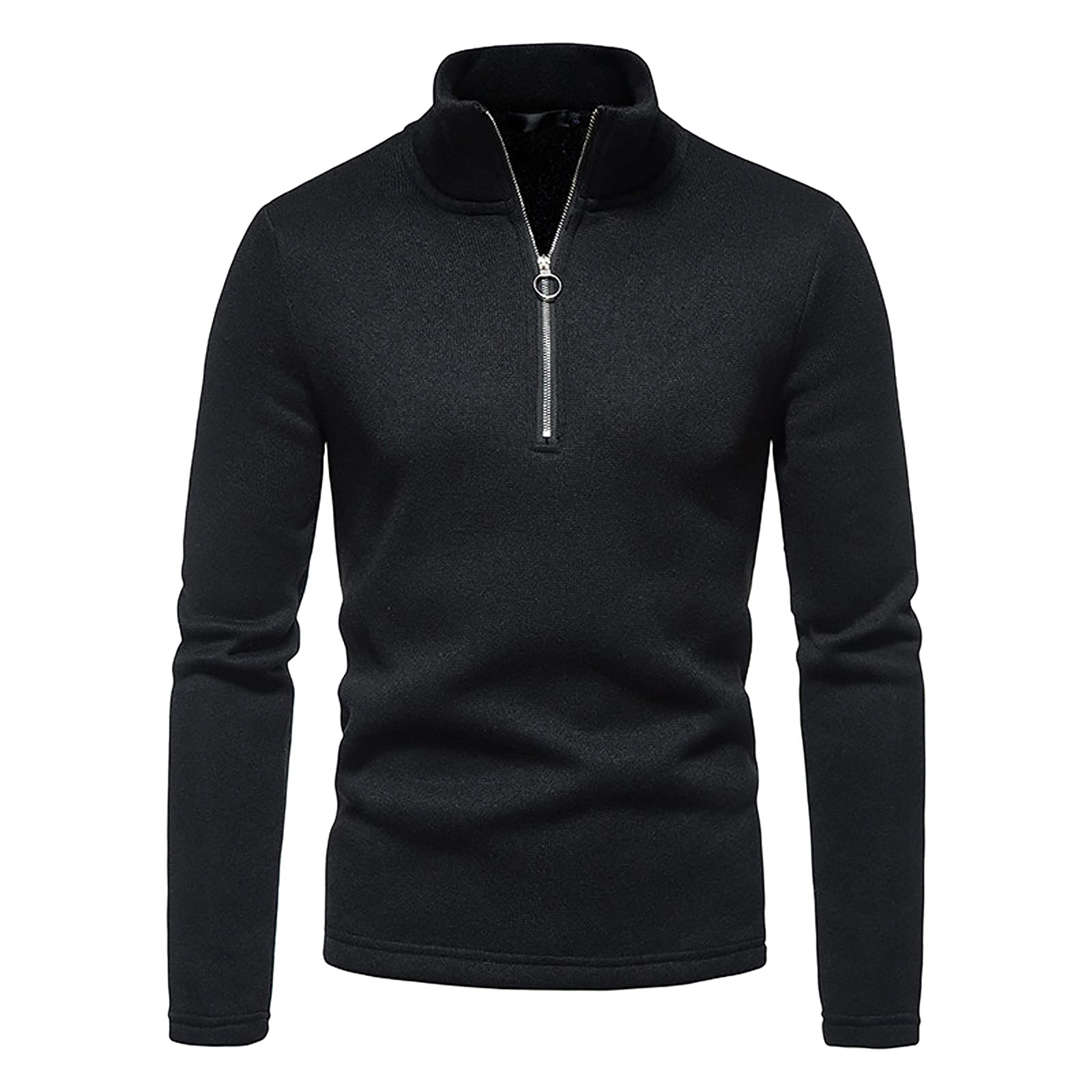 XXBR Turtleneck Zipper Collar Sweater for Men, Fall Winter Knit Solid Pullover Bottoming Casual Warm Jumper Tops Street Style 3D Pattern Novelty Seaside Tree Trip Graphic Handsome Cool Clothes, Black
