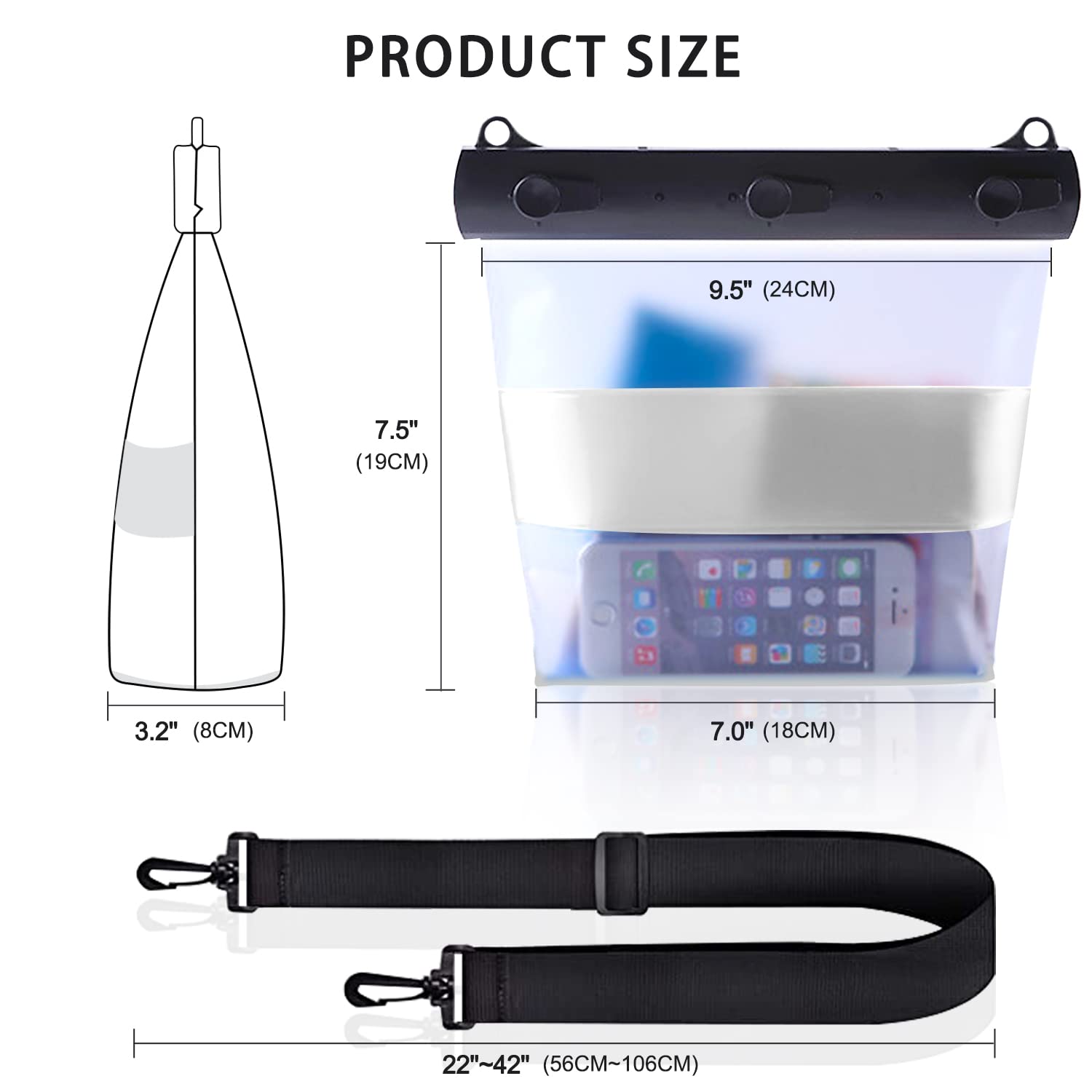 Uniswim Multifunctional Storage Pouch Waterproof Dry Bag with Adjustable Belt for Phone Valuables for Swimming Snorkeling Boating Fishing Kayaking Rafting