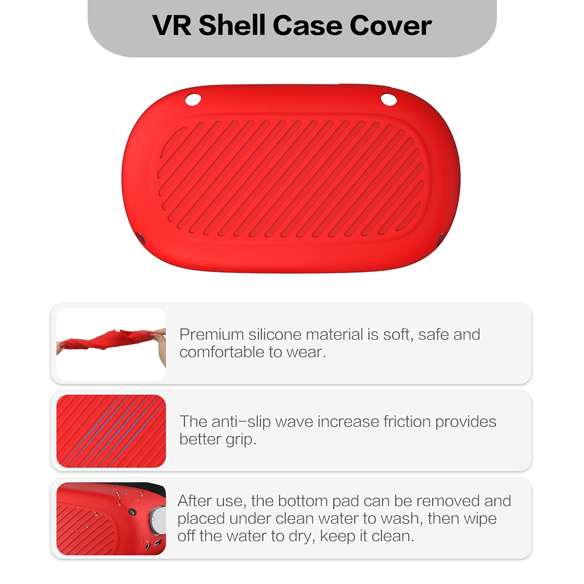 Touch Controller Grip Cover Compatible with Oculus Quest 2, 4 in 1 Silicone Accessories Kit - Handle Sleeve/Shell Protector Cover/Face Silicone Cover/Protective Lens Cover for Quest 2 Headset (Red)