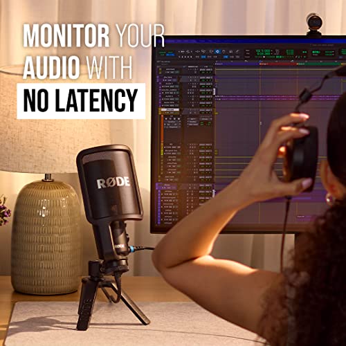 RØDE NT-USB+ Professional-Grade USB Condenser Microphone For Recording Studio Quality Audio Directly To A Computer Or Mobile Device, Black