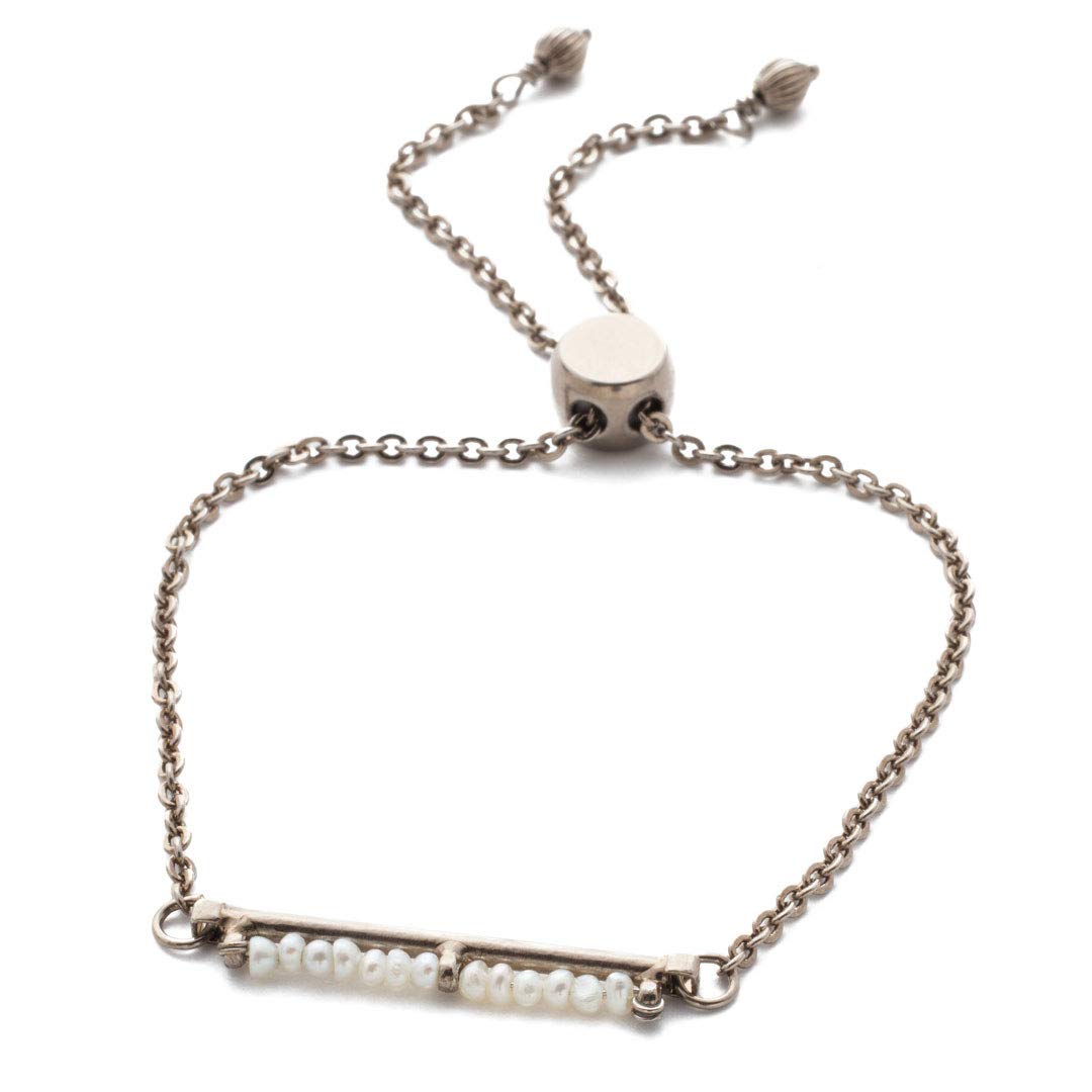 Sorrelli Elena Slider Bracelet, Antique Silver-Tone Finish, Polished Pearl