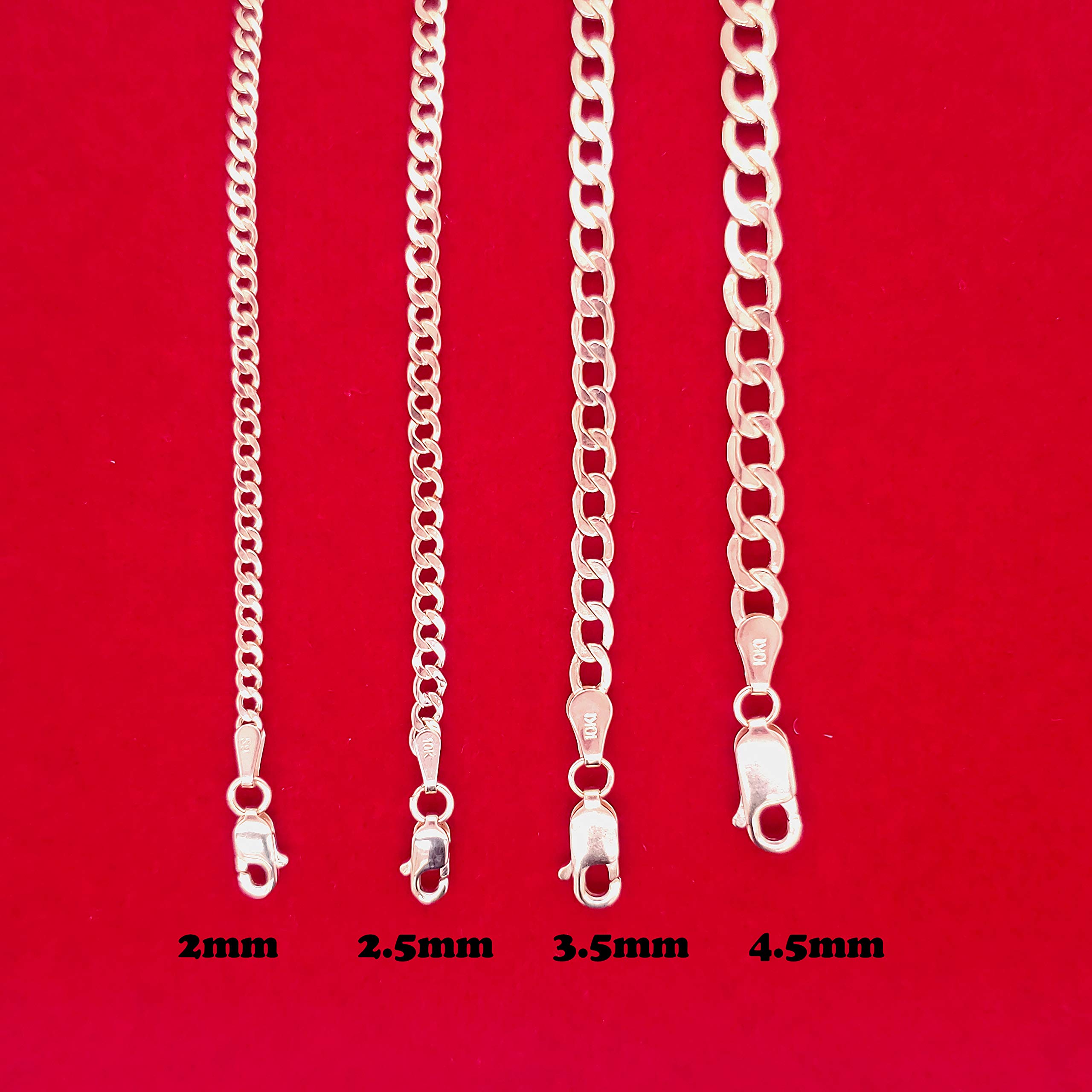 Real 10k Yellow Gold Hollow C-Link Men and Women Bracelet/Anklet 3.5 mm (10)