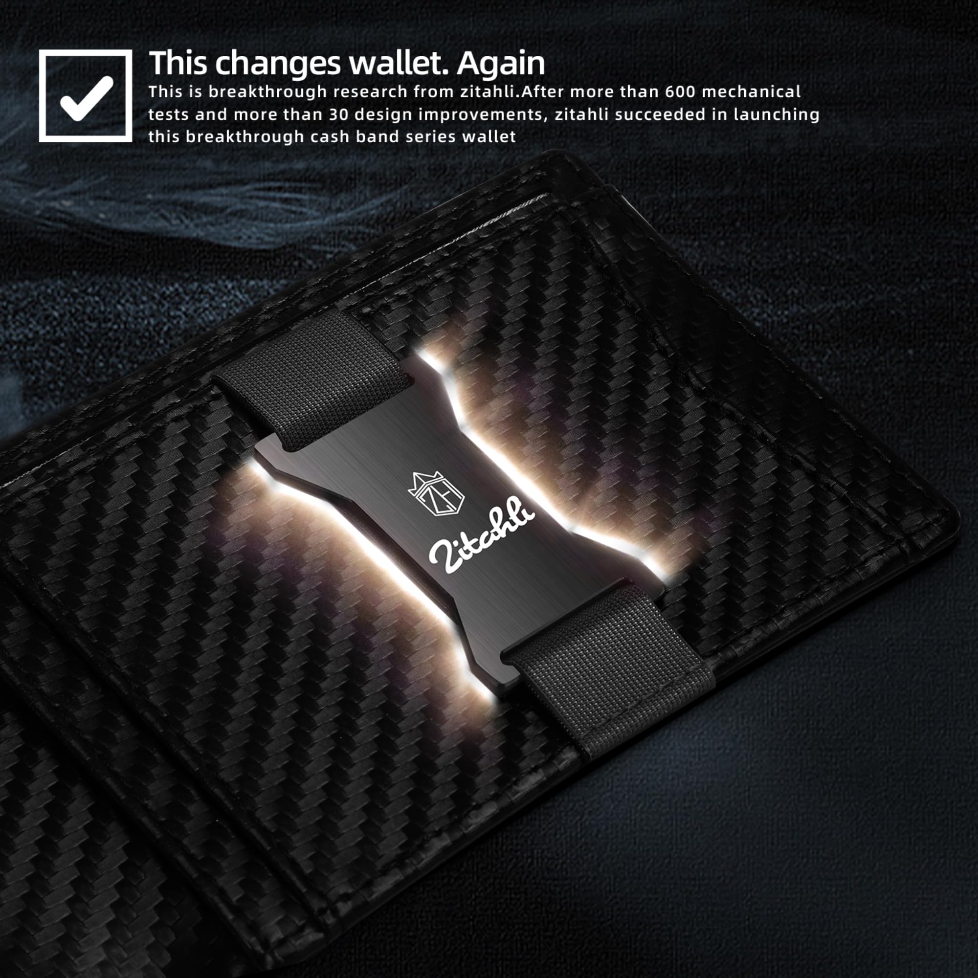 Zitahli Slim Money Clip Wallets for Men, Minimalist Leather Bifold RFID Blocking Mens Front Pocket Wallet with 12 Card Slots Gift Box Black