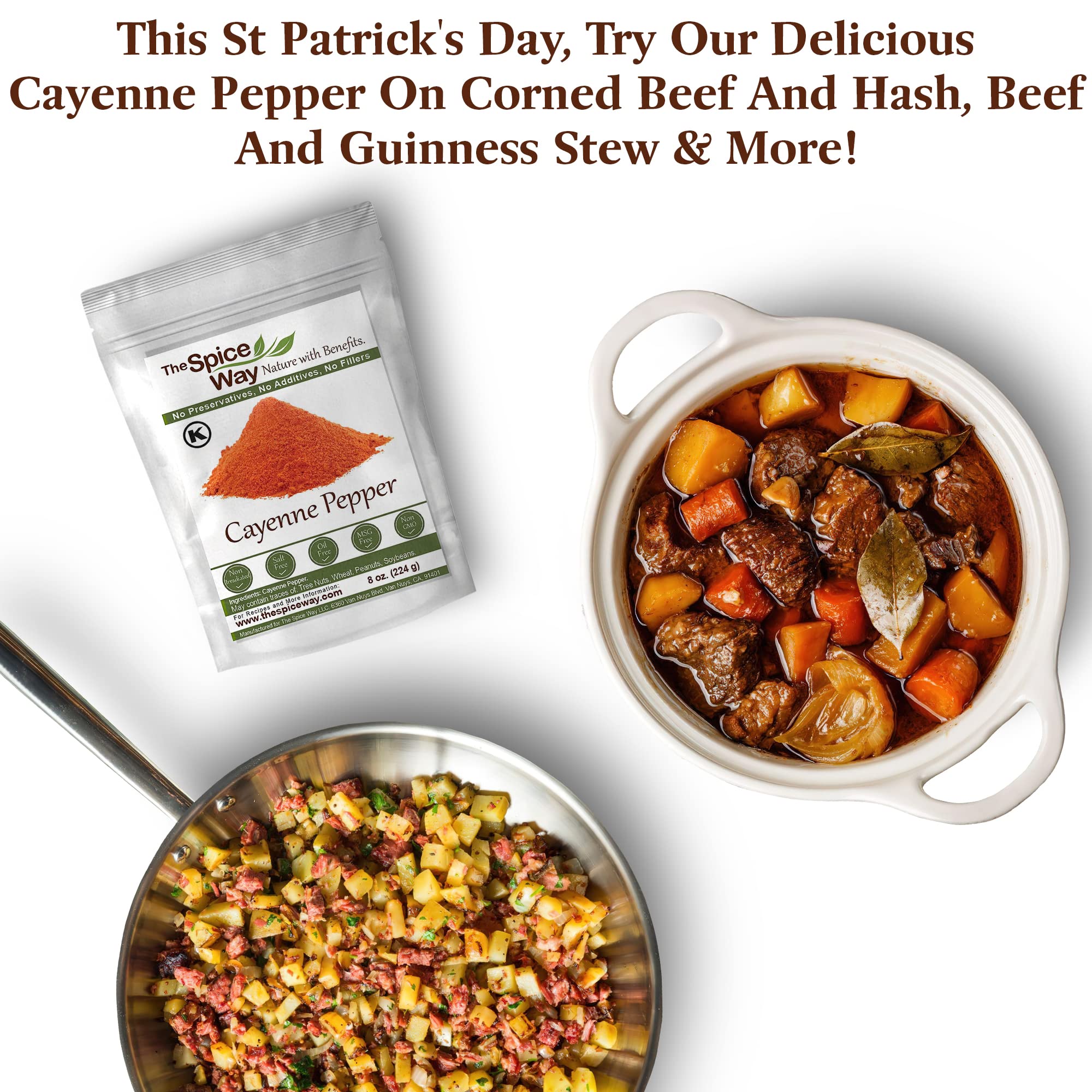 The Spice Way Red Pepper Premium Cayenne Ground - 8 oz - pure chile powder with 80,000 Heat Units