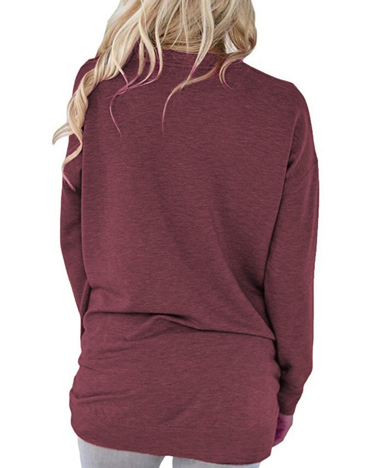 ZILIN Womens Casual Letter Print Crewneck T-Shirt Long Sleeve Tunic Tops Sweatshirt with Pockets