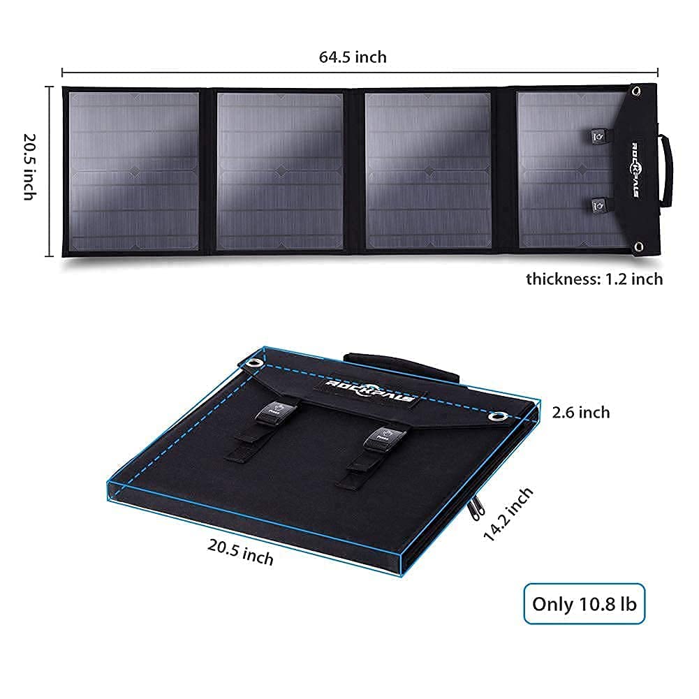 ROCKPALS 350W Portable Power Station and ROCKPALS Foldable 100W Solar Panel Charger, CPAP Backup Battery Pack for Camping, Home, Emergency