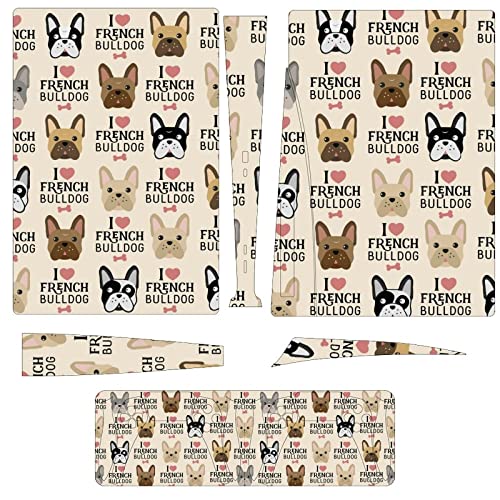 Vintage French Bulldog Full Protective Skin Cover Design Wrap Decal Sticker Compatible with PS5 Disk Version Console and Controller