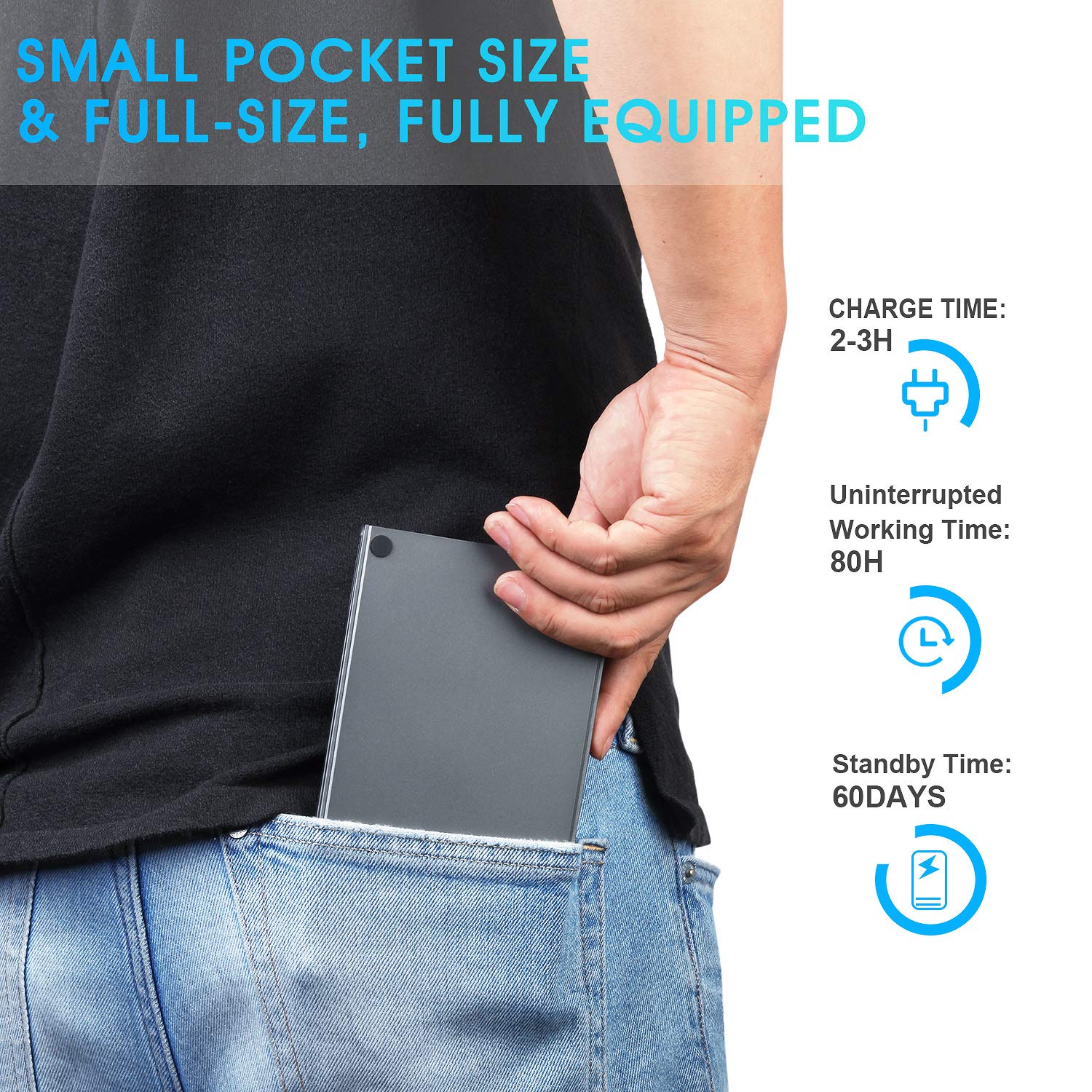 Samsers Foldable Bluetooth Keyboard with Numeric Keypad Full Size Portable Wireless Keyboard with Holder, Rechargeable Pocket Folding Keyboard for iOS Windows Android Phone Tablet Laptop - Dark Grey