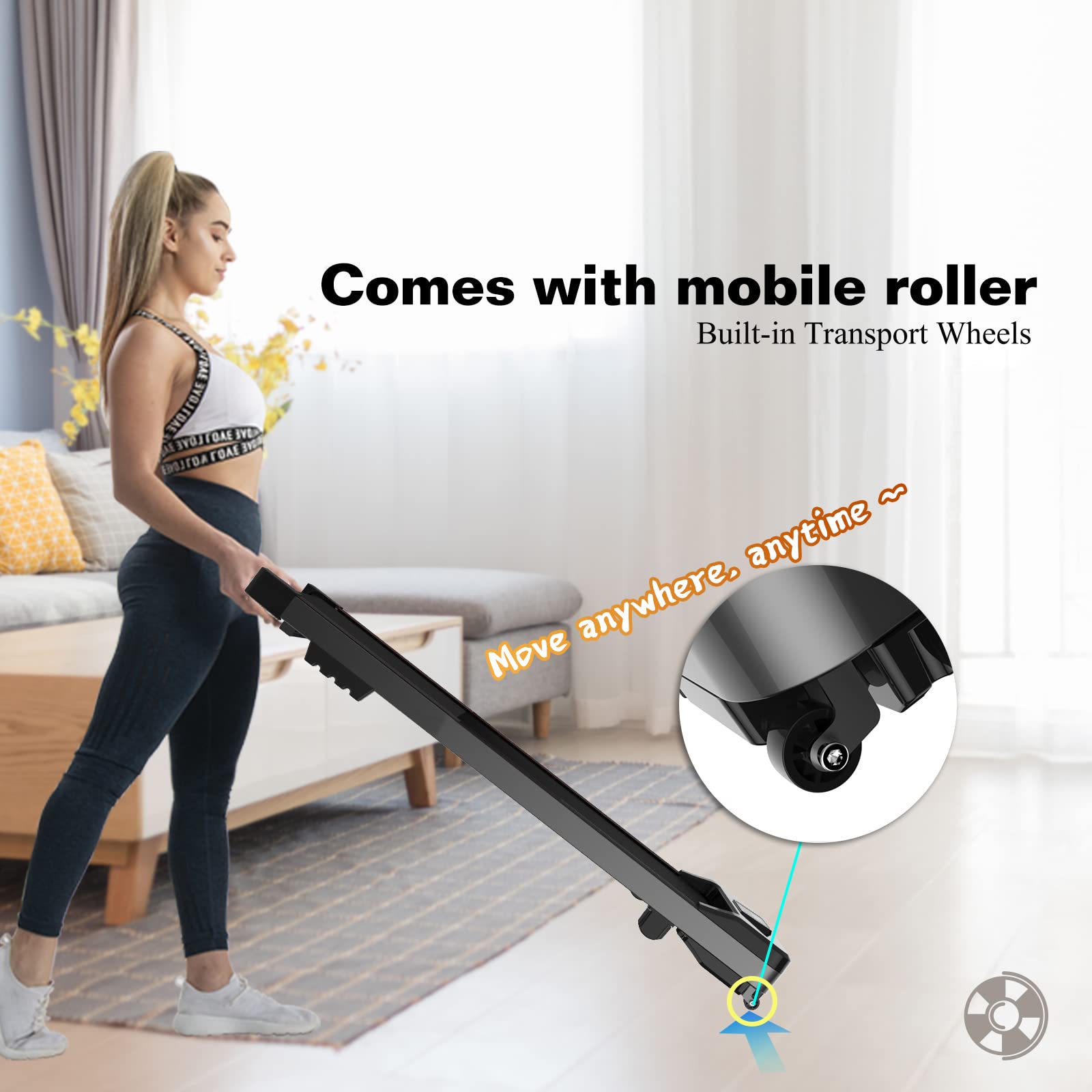 Under Desk Treadmill,OBENSKY Portable Mini Walking pad for Home,Quiet Flat Slim, Jogging Running Treadmill,Easy Assembly&Space Saving for Family/Office Use, Black, (BK886005)