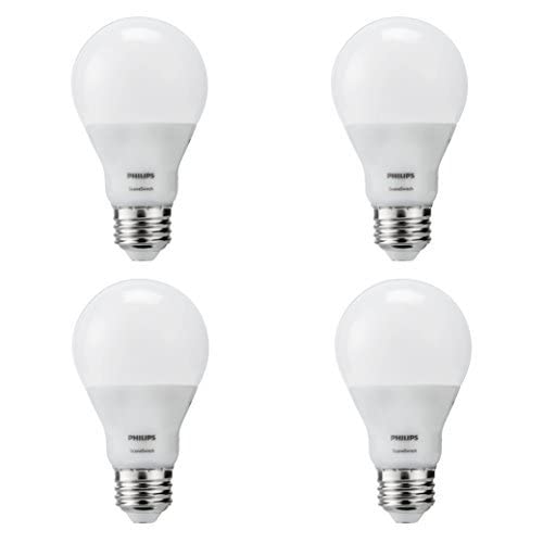 Philips 464883 LED A19 SceneSwitch Soft White 3-Setting Light Bulb with Warm Glow Effect: Bright/Medium/Low (60-Watt Equivalent), E26 Base, 4-Pack