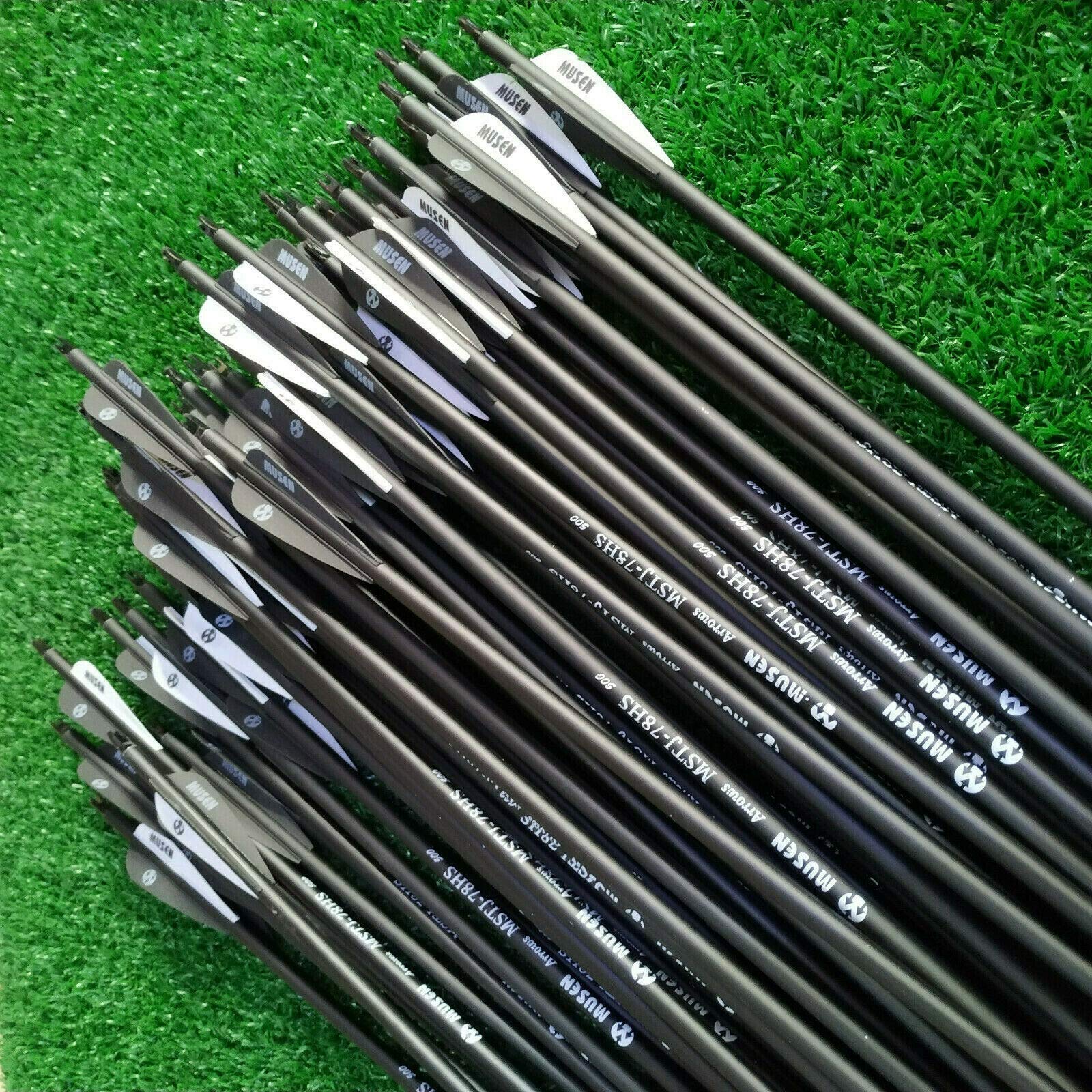 Sososhoot 28" Carbon Arrows 2.95" Feather Spine 500 Hunting Arrows for Compound Bow Recurve Bow