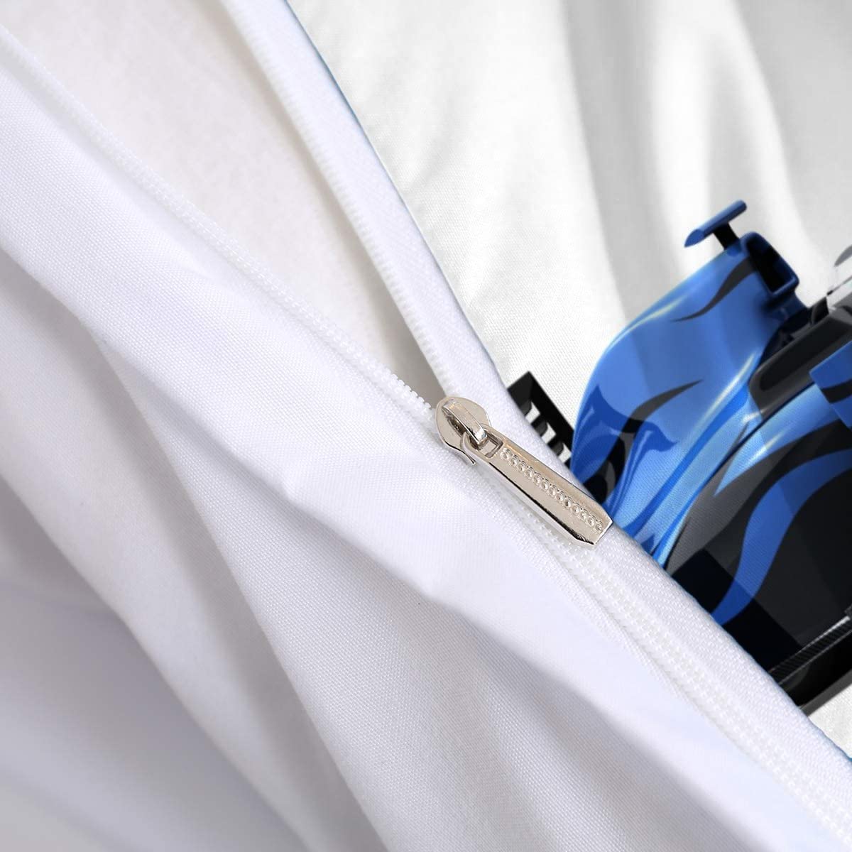 Quilt Cover Twin Size Formula One Car 3D Bedding Sets Blue Racing Car Duvet Cover Breathable Hypoallergenic Stain Wrinkle Resistant Microfiber with Zipper Closure,beding Set with 2 Pillowcase