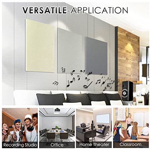 TroyStudio Fabric Acoustic Panels - 16 x 12 x 0.4 Inches 6 Pack Wall Ceiling Sound Absorbing Panels, Acoustical Sound Absorption Wall Panels, Decorative Felt Tiles for Home, Office Studio