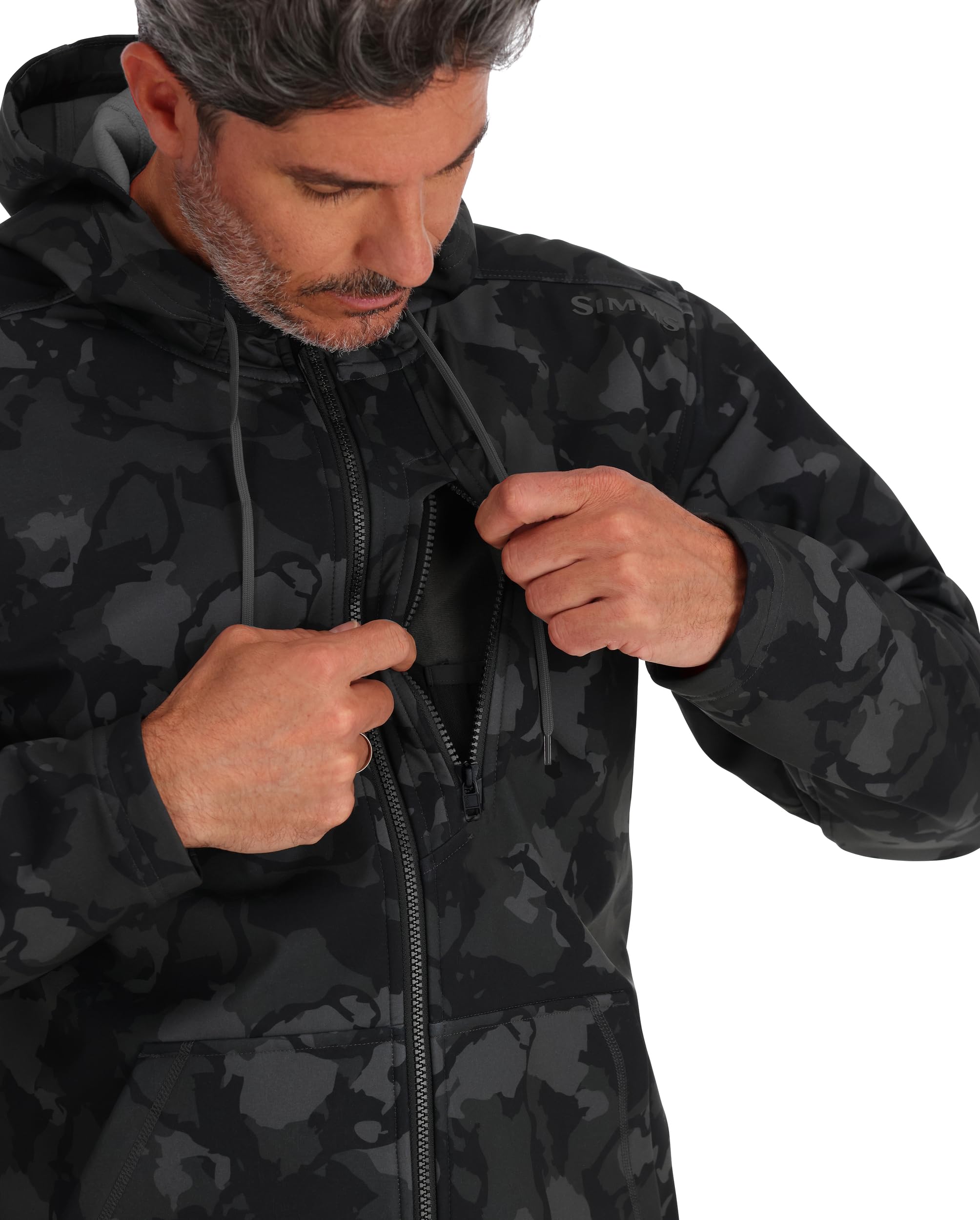Simms Rogue Fleece Hoody, Water Resistant Sweatshirt, Raven, Medium