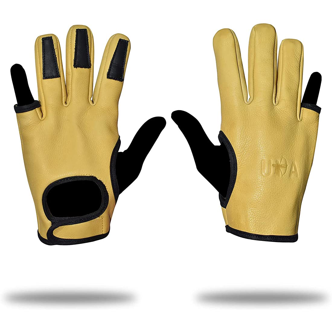 UNIVERSE ARCHERY Leather Archery Glove | Handmade Shooting Hunting Three & Half Finger Gloves | Recurve Bow Archery Cow Hide Leather Gloves | Excellent Fitting
