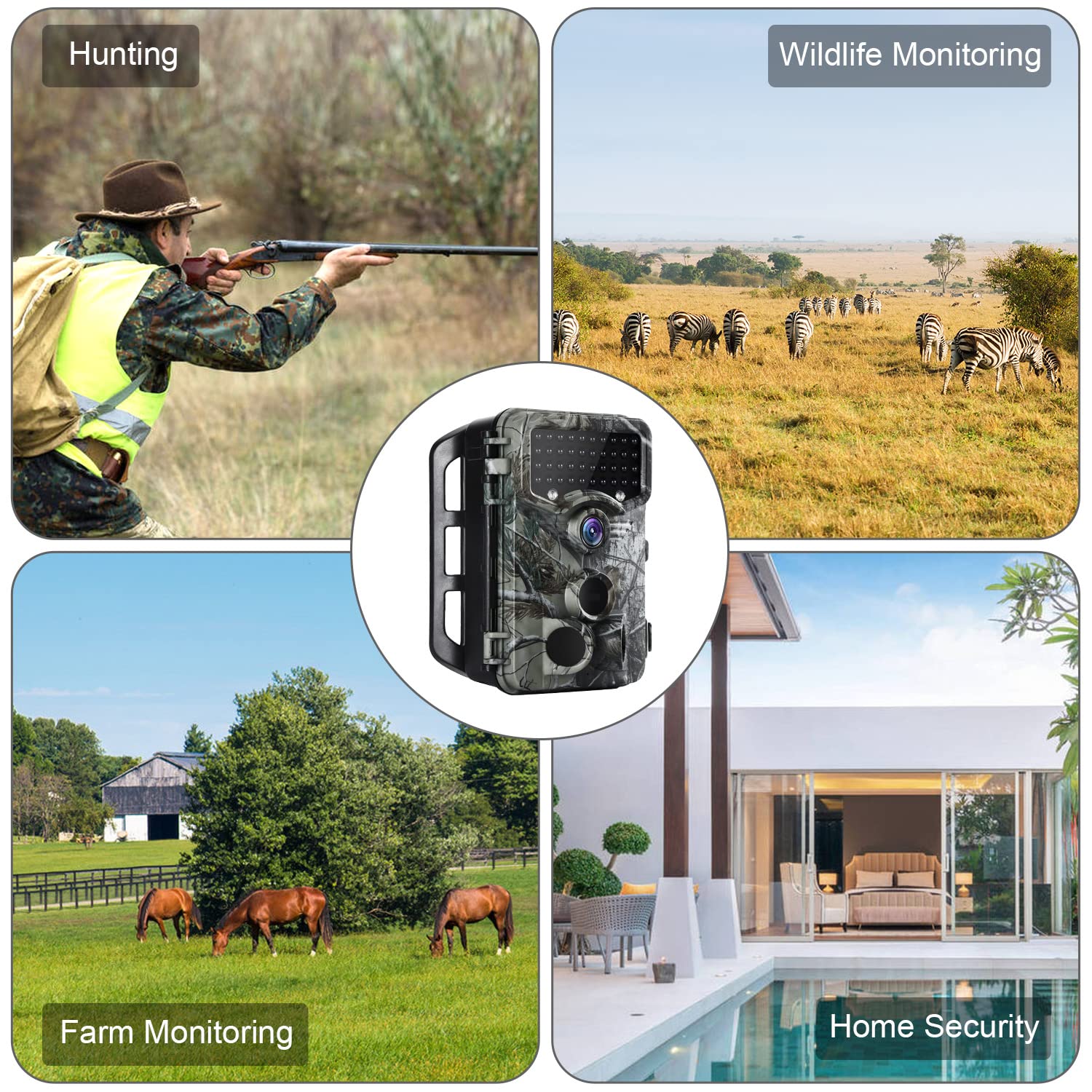 Vikeri Trail Camera, Game Camera 1520P with 0.1s Trigger Speed Trail Cam with 80ft Motion Activated Detection, 65ft Night Vision, Waterproof, Hunting Cameras for Outdoor Wildlife Monitoring