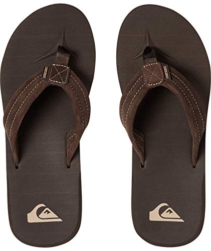 Quiksilver Men's Carver Suede 3 Point Flip Flop Athletic Sandal, Demitasse Solid, 10 M US