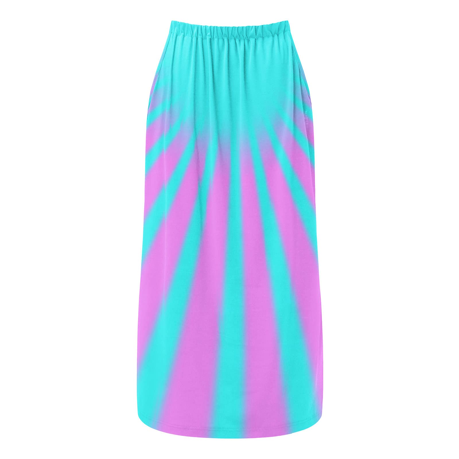 Women Halter Backless Dress Gradient Sleeveless Loose Casual Printed Swing Dress for Summer Spring Blue