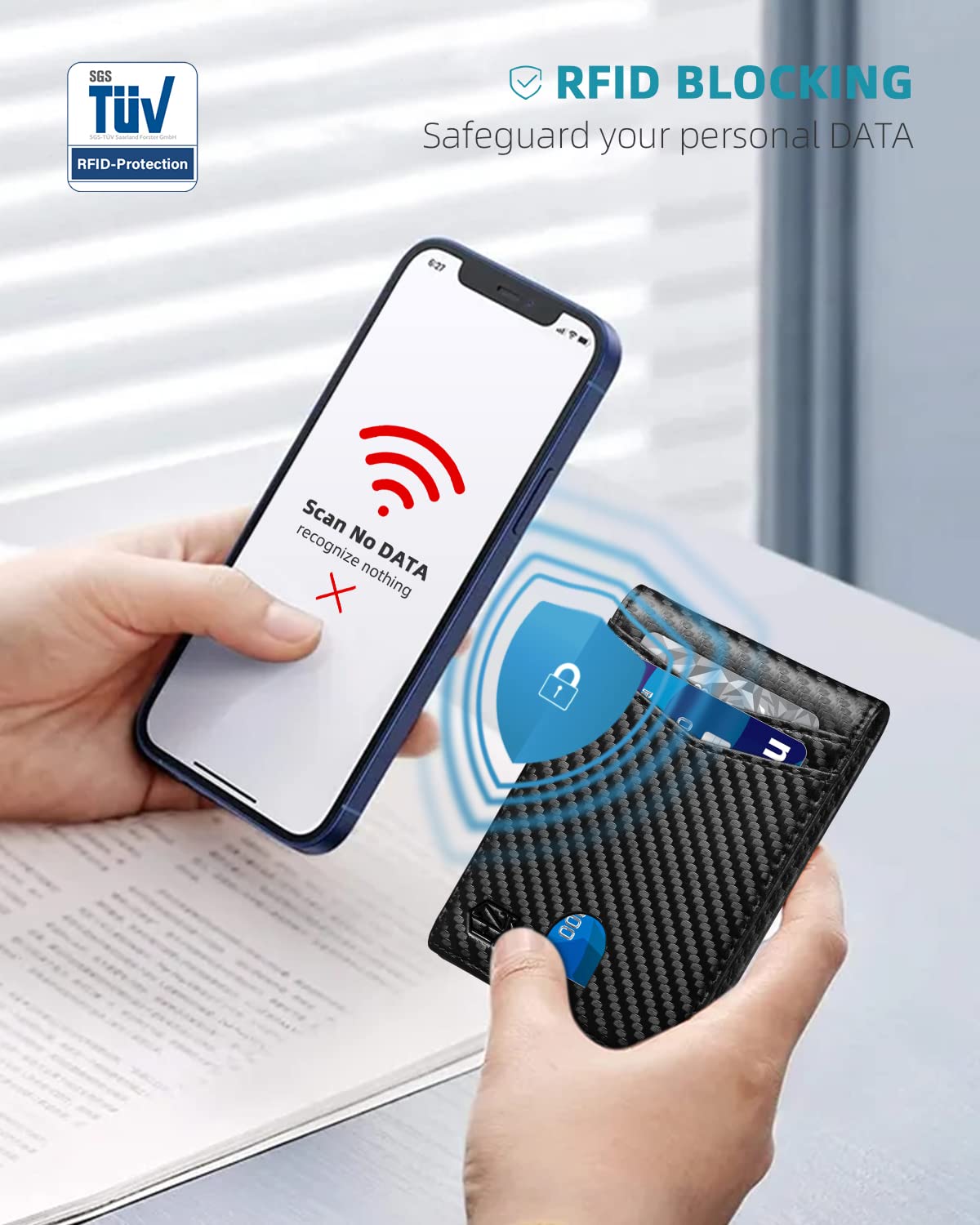 Zitahli Airtag-Wallet-Mens-Slim-RFID Wallet Leather with Airtag Holder 12 Card Slots Slim with ID Window Money Clip Gift Box