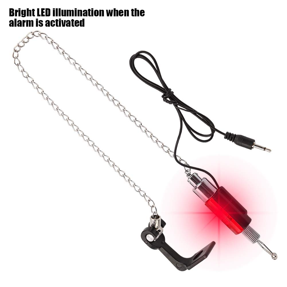 Yeuipea Fishing Tackle Fishing Bite Indicators,Fish Bite Alarm LED Illuminated Indicators Chain Hanger Fishing Tool Tackle Accessory(Red)