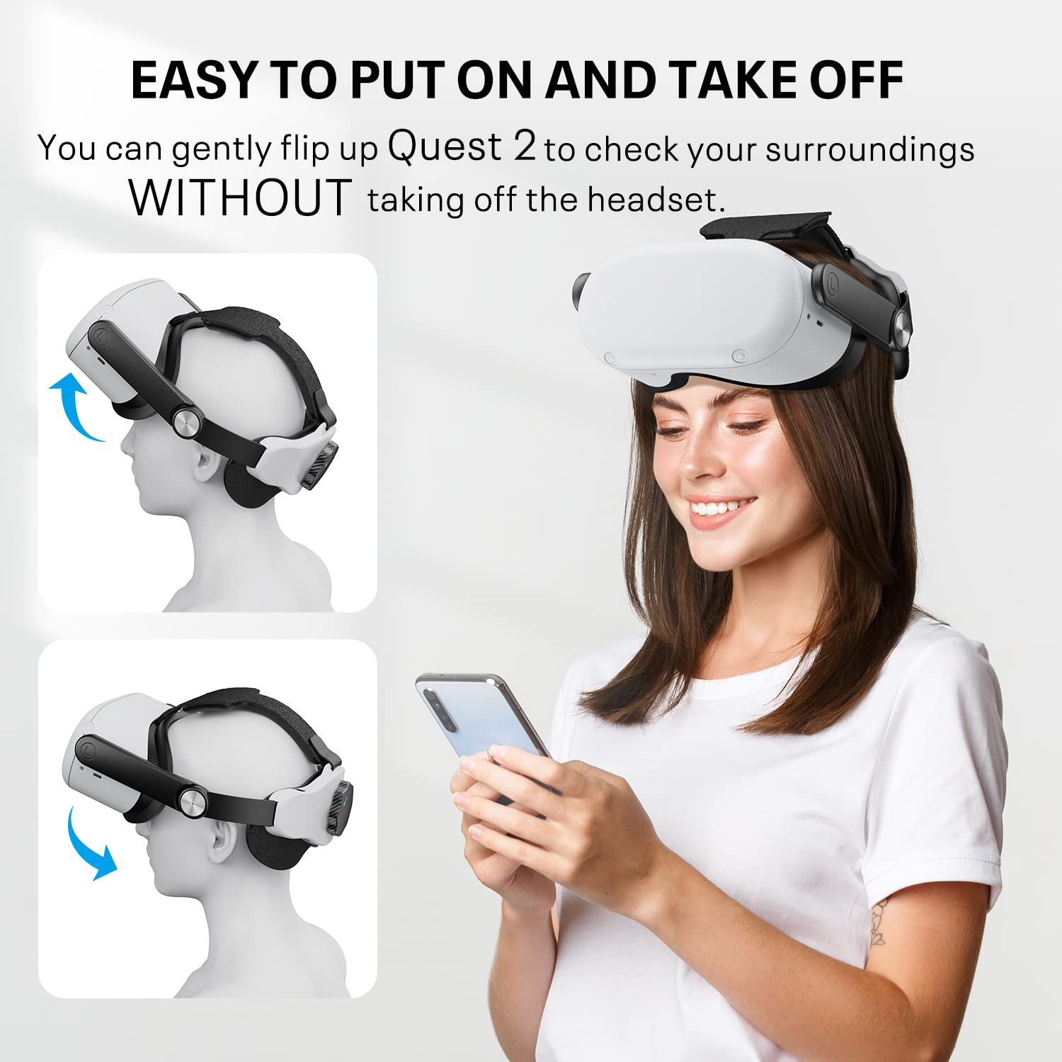 Topcube Head Strap for Oculus Quest 2 - Replacement for Meta Quest 2 Elite Straps Ergonomic Comfort Enhanced Support Elevate VR Experience