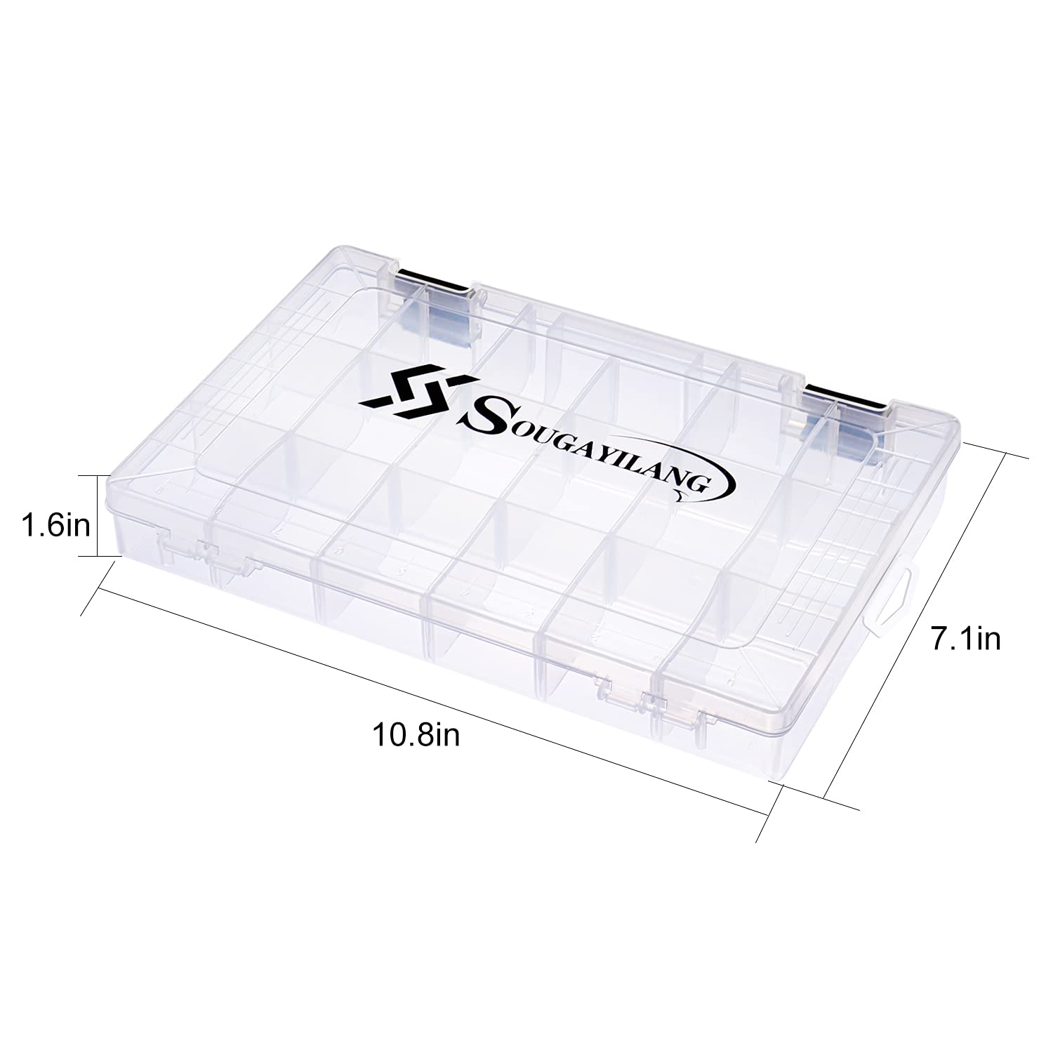 Sougayilang Fishing Tackle Boxes - 3600 3700 Plastic Storage Organizer Box with Removable Dividers - Fishing Tackle Storage - 4 Packs 3600 Transparent Tackle Trays