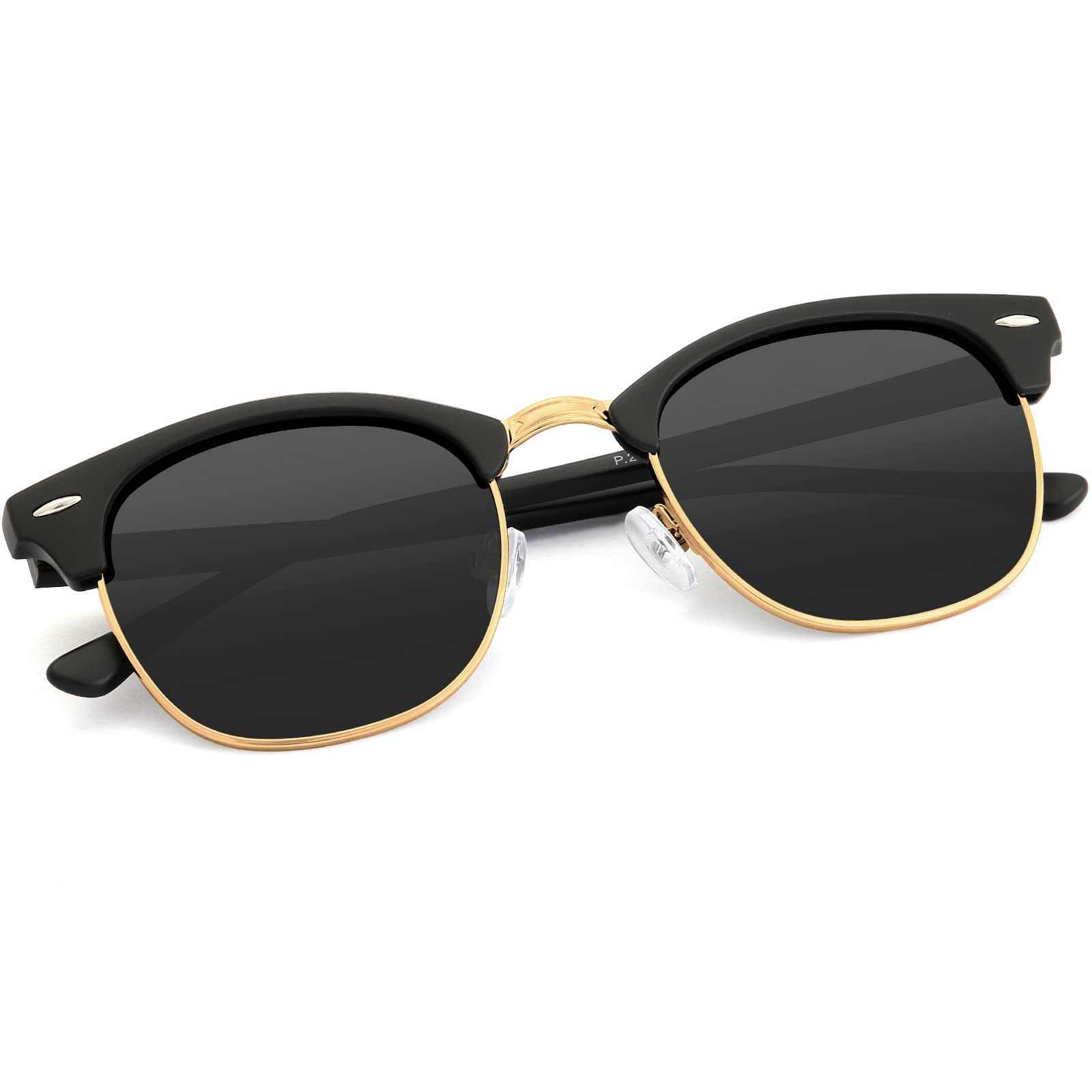 WINLOVE Polarized Sunglasses Men and Women UV Protection Classic Sunglasses TR90 Frame UV400 Protection Sun Glasses (Matte Black gold frame)