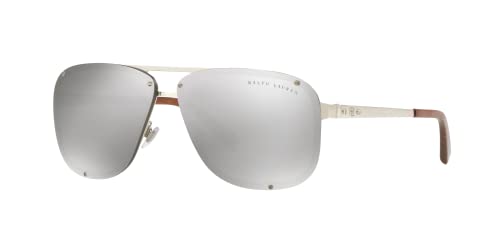 Ralph Lauren RL 7055 90306G Brushed Silver Metal Aviator Sunglasses Silver Mirror Lens