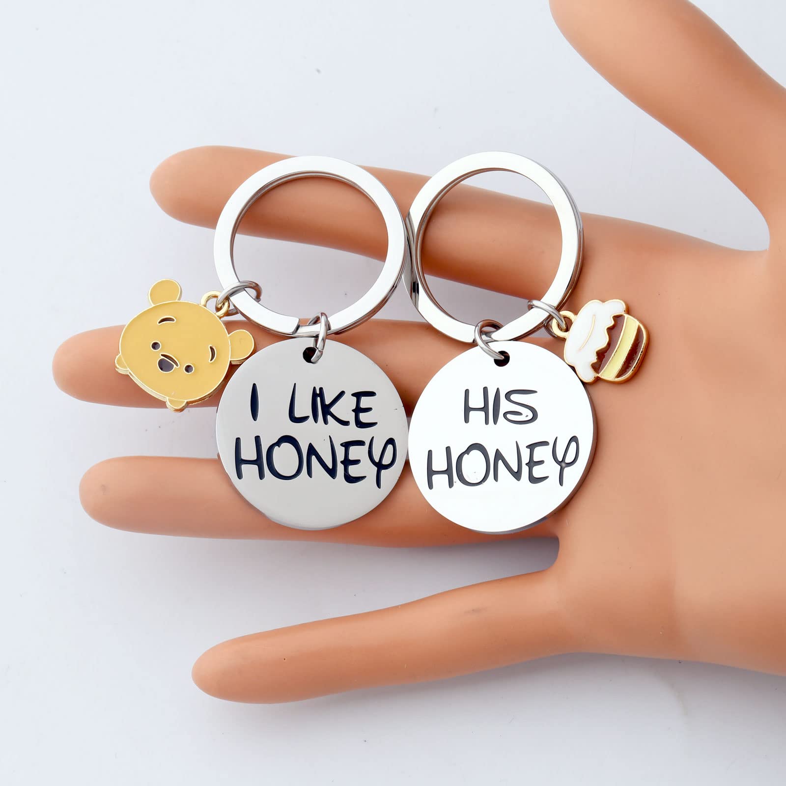 Winnie Inspired Couples Gift I Like Honey His Honey Couple Keychain Set (I LIKE HONEY US)