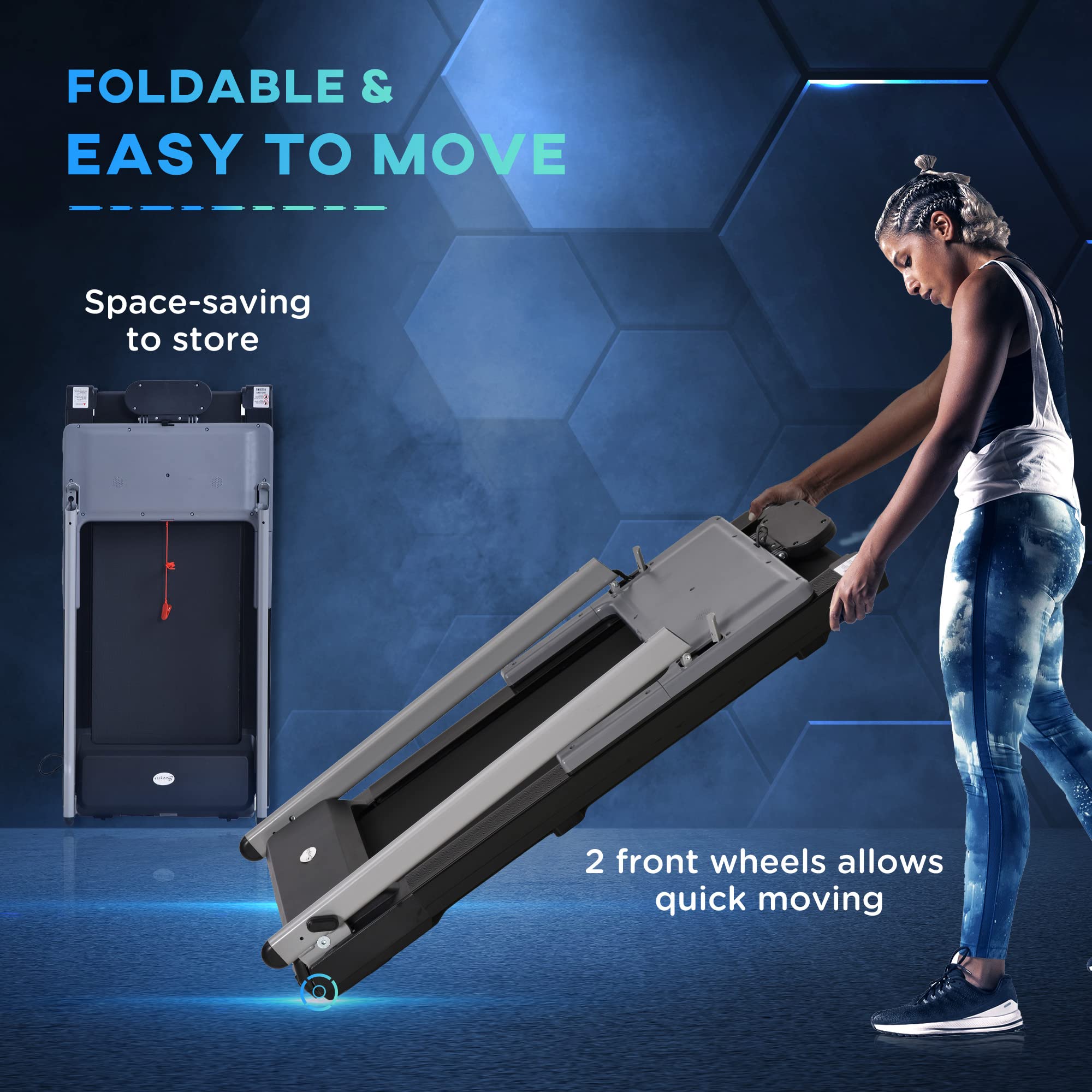 Soozier Foldable Electric Motorized Treadmill Running Machine with 12 Pre-Set Programs 7.5 MPH Max Speed LCD Display for Home Use - Black