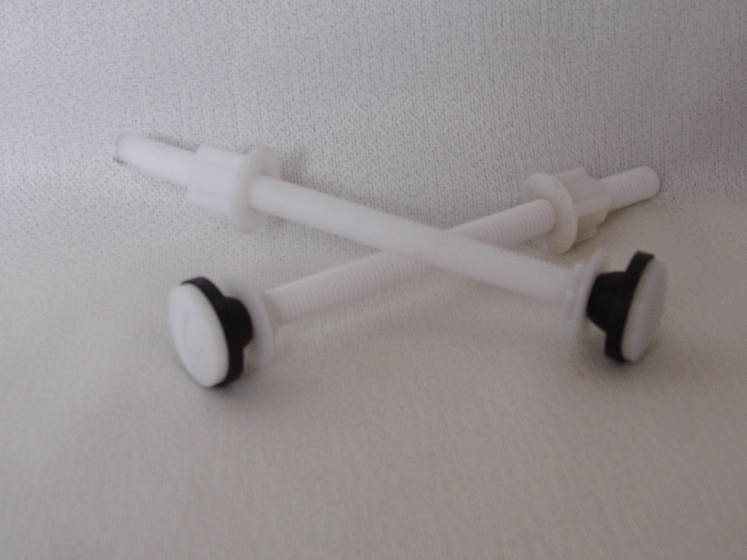 Toilet Seat Bolts, Made for Raised Toilet Seats, Two Hinge Bolts, Nylon Plastic, 6 Inch by 3/8 Inch Heavy Duty Bolts with Rubber Washers and Easy Screw Hex Nuts