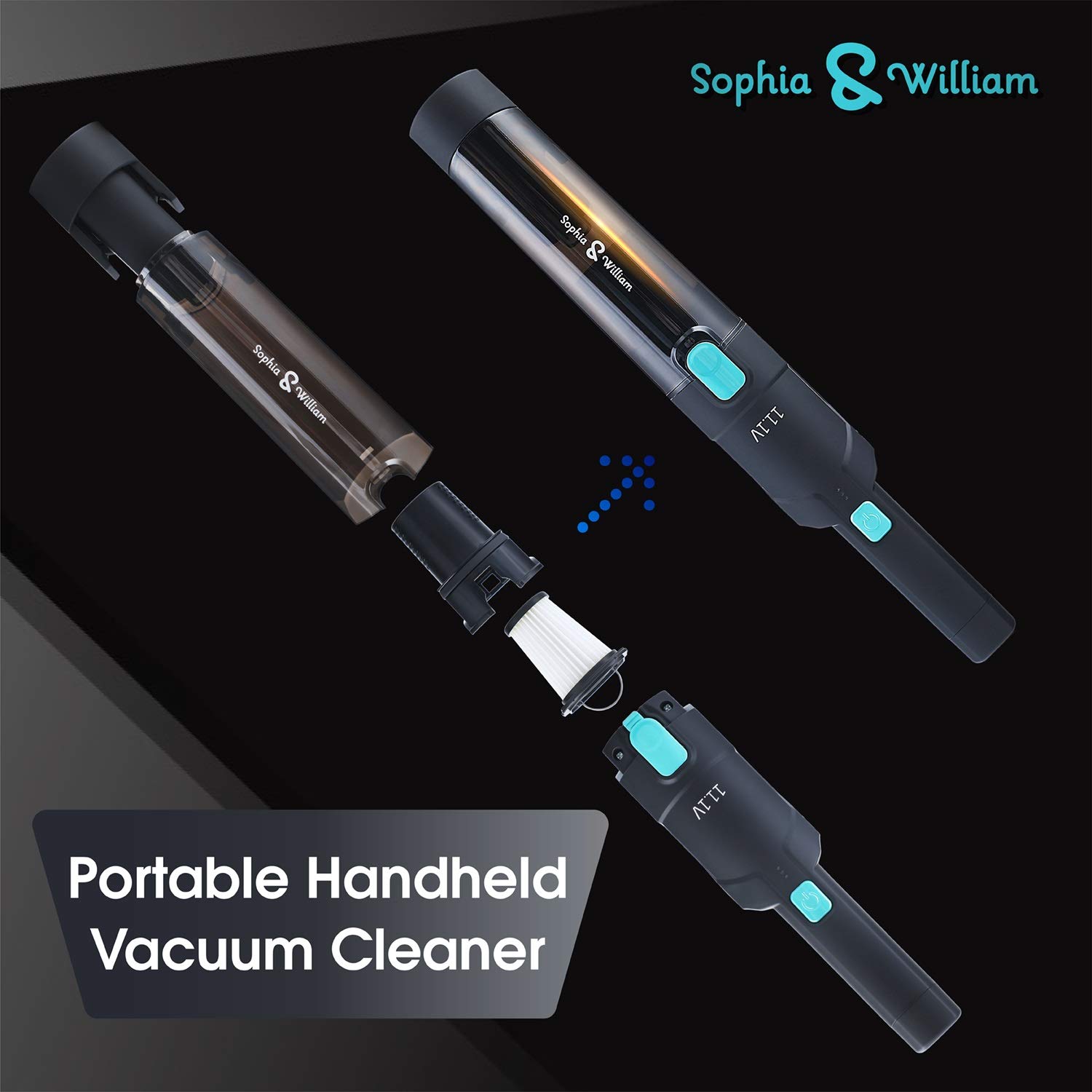 Sophia & William Cordless Handheld Vacuum Cleaner Rechargeable, Portable Small Handheld Vacuum Cleaner Lightweight with Powerful Suction and Charging Base