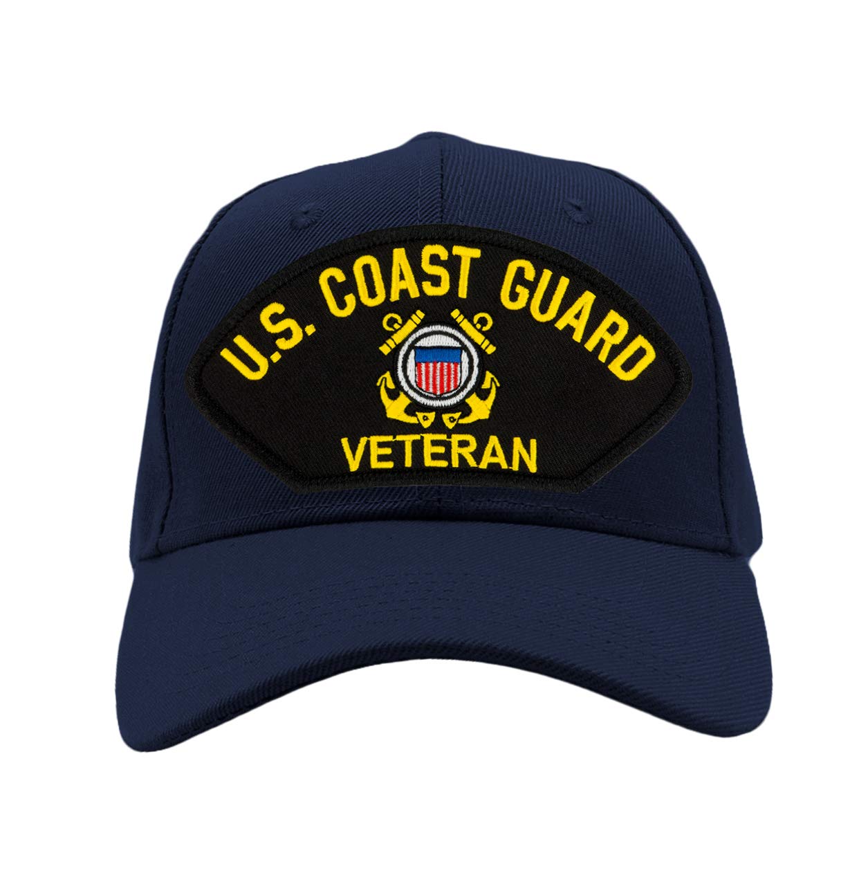 PATCHTOWN US Coast Guard Veteran Hat/Ballcap Adjustable One Size Fits Most (Navy Blue, Standard (No Flag))