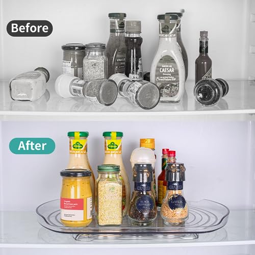 Square Lazy Susan Turntable Organizer for Refrigerator, 15.67'' Clear 360°Rotate Rectangle Fridge Organizer Storage,Square Lazy Susan for Refrigerator,Countertop,Pantry, Cabinet 1Pack