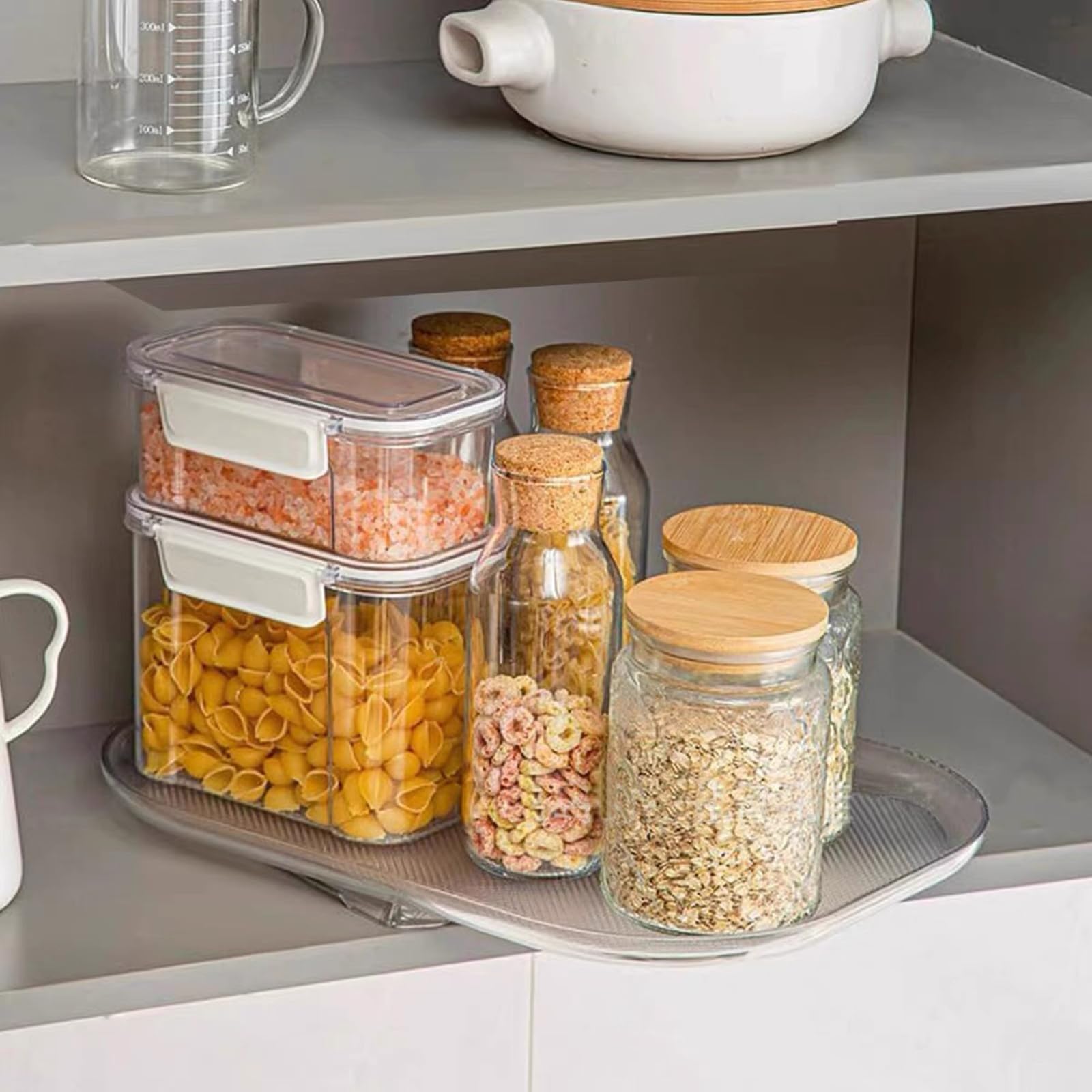 Square Lazy Susan for Refrigerator, Clear Turntable Organizer, 15.67'' Rectangular Fridge Organizers and Storage, Rotating Rack Organization for Kitchen, Counter Top, Cabinet Closet, Pantry, Bathroom
